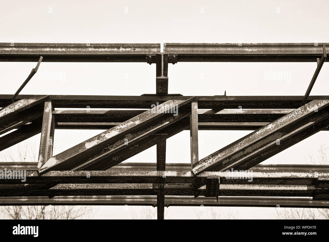 Old iron structure of an old abandoned factory of nineteenth century ...