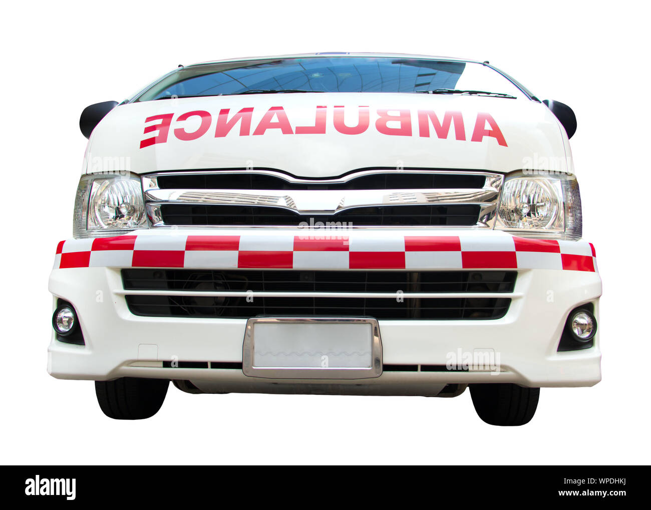 Ambulance car, front view. Emergency service van, isolated on white ...