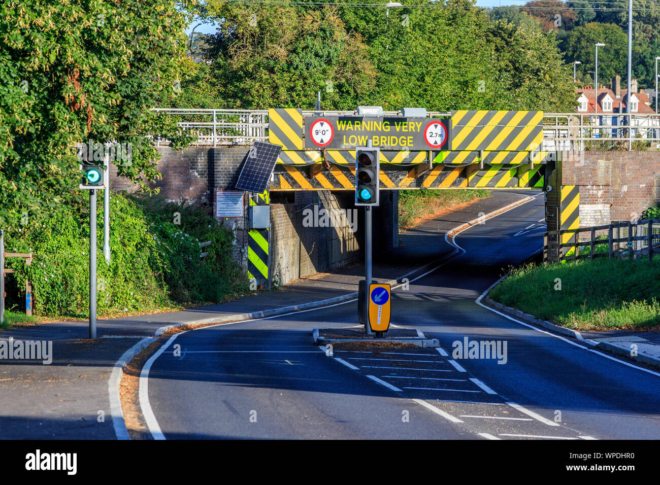 very low railway bridge signed 2.7m at Ely ,cambridgeshire east anglia ...