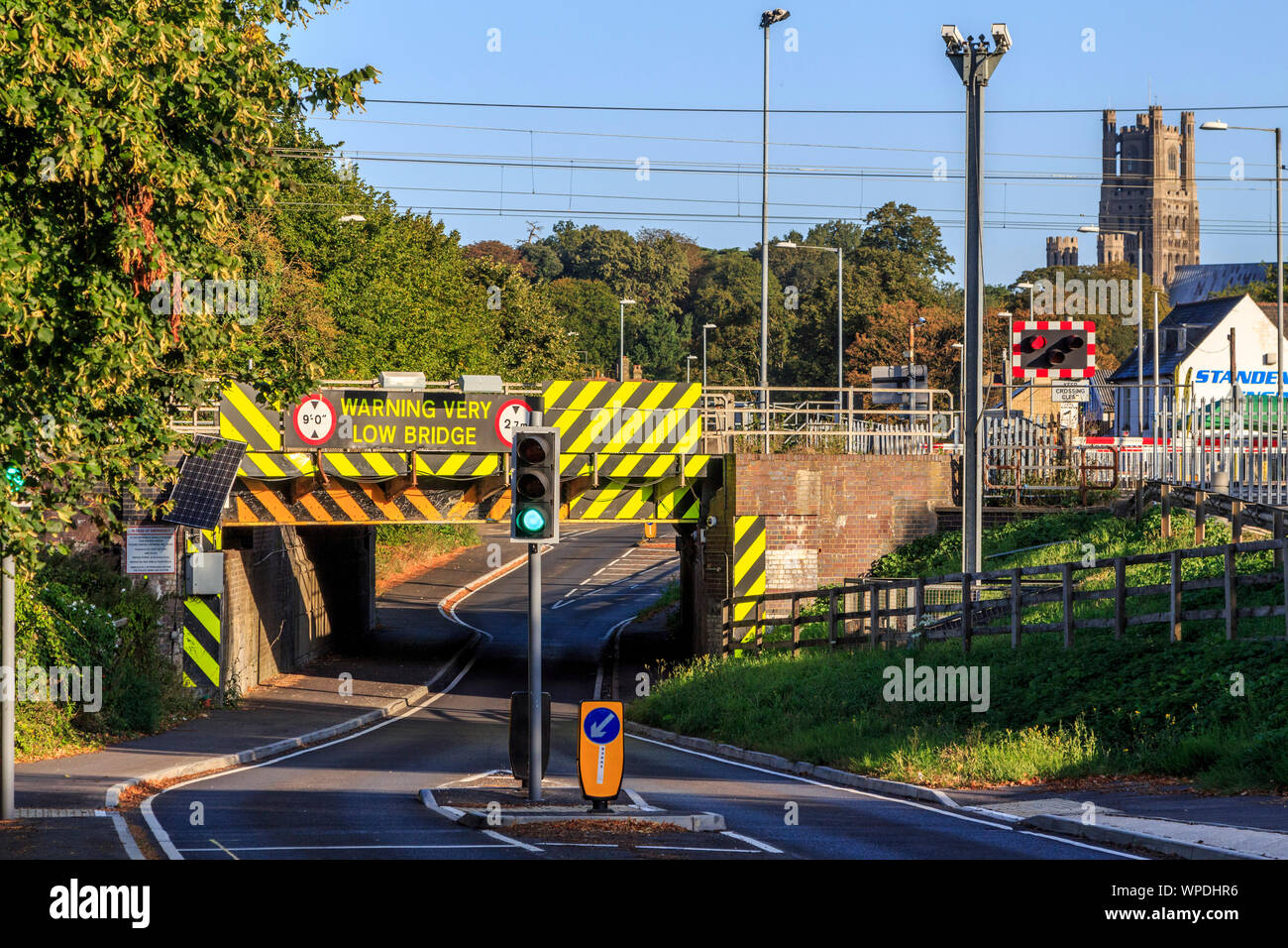 very low railway bridge signed 2.7m at Ely ,cambridgeshire east anglia ...