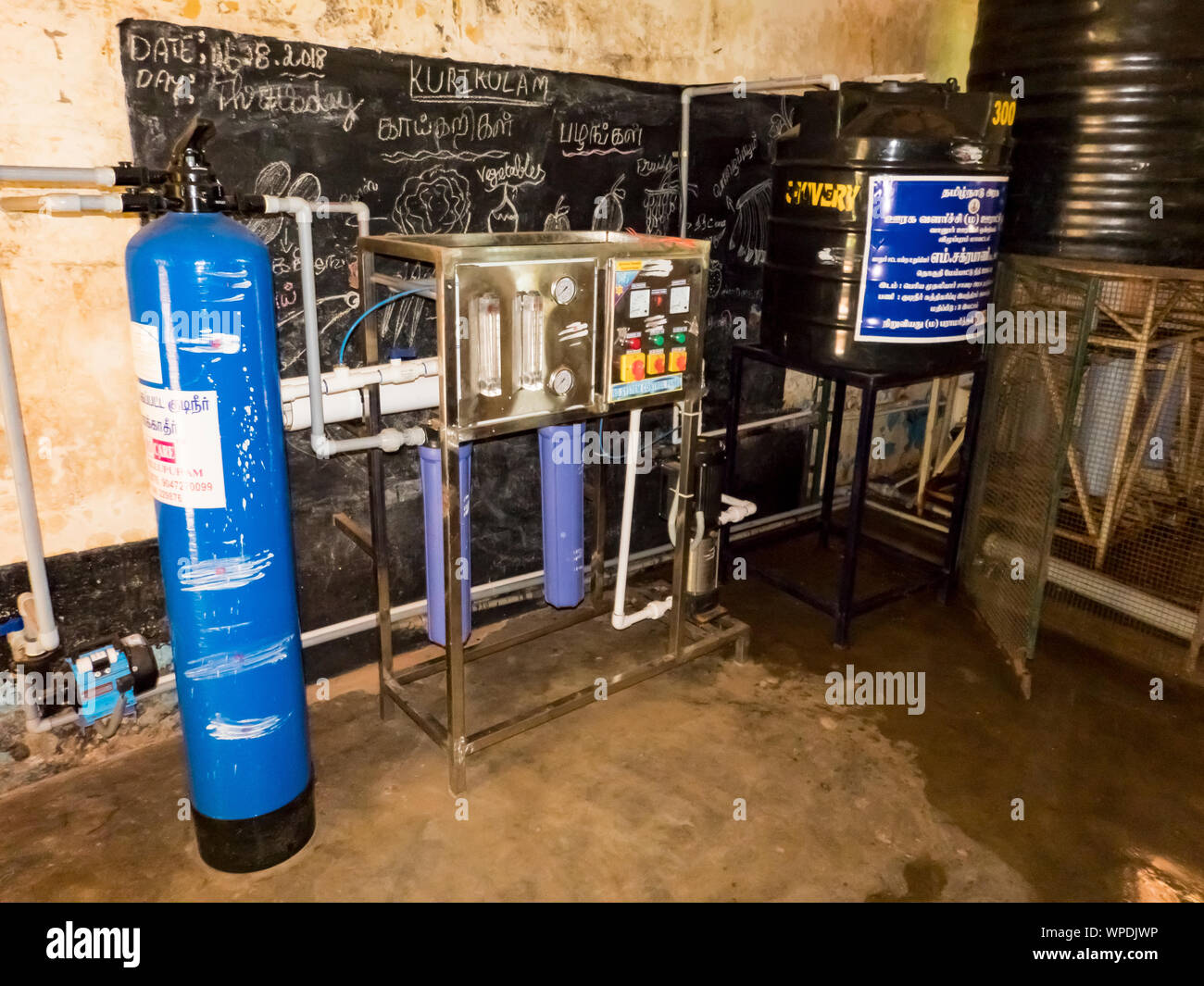PUDUCHERY, INDIA - NOVEMEBER CIRCA, 2018. Reverse osmosis system for ...