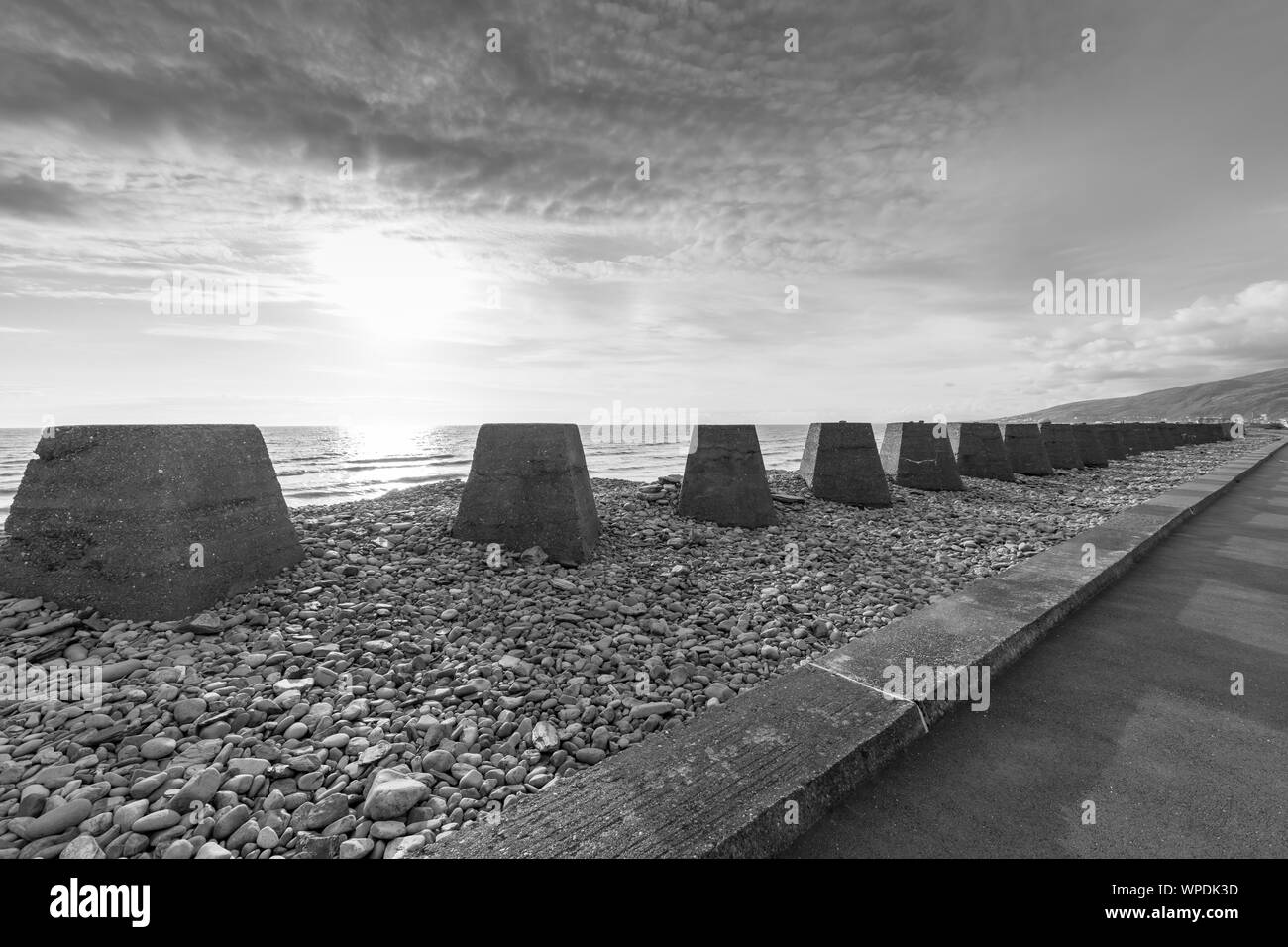 World war 2 Tank traps or Dragons teeth on Fairbourne beach near ...