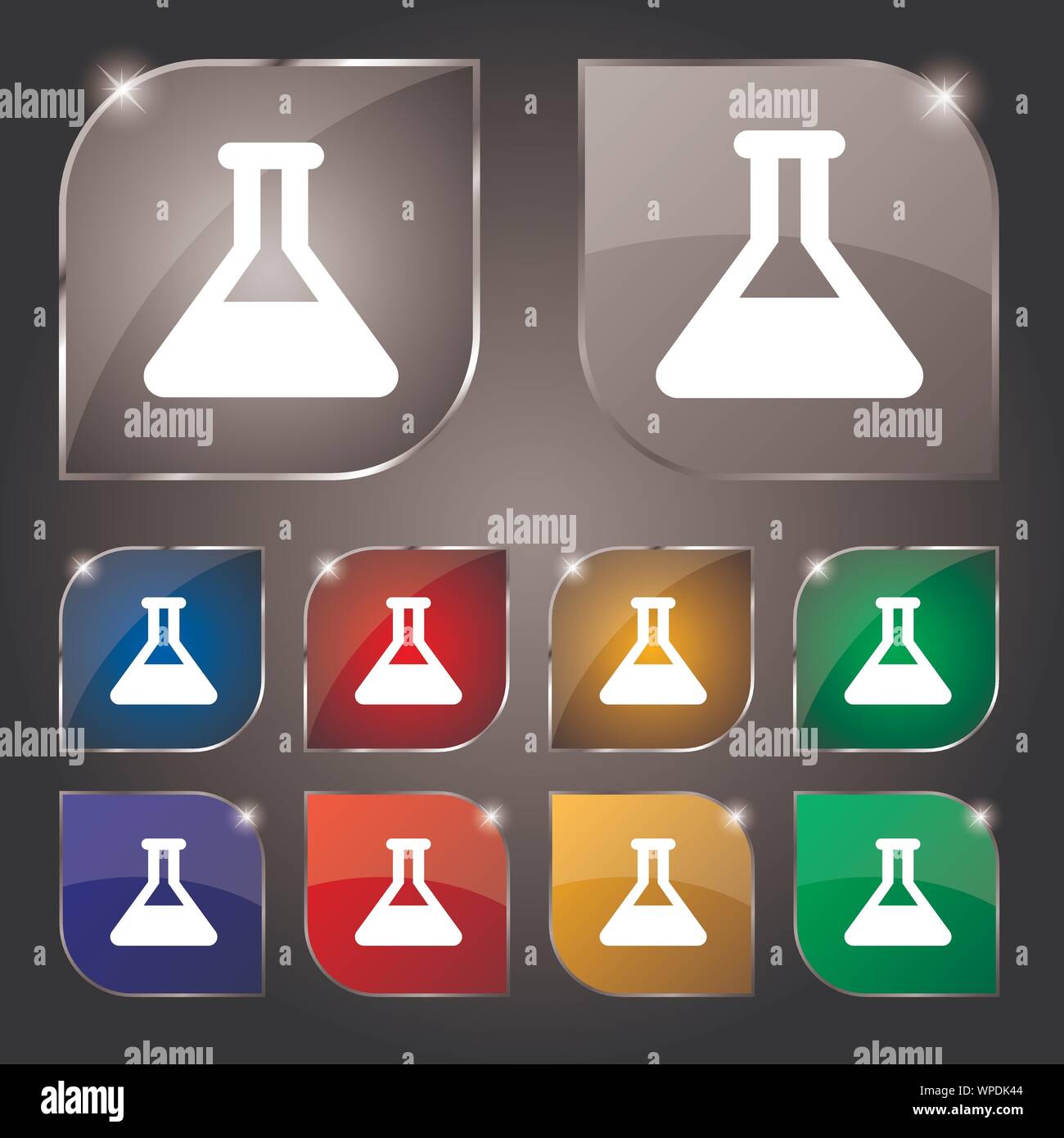 Conical Flask icon sign. Set of ten colorful buttons with glare. Vector Stock Vector Image & Art ...