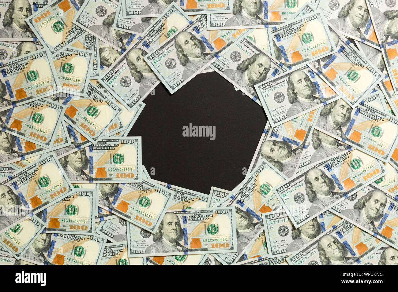 Frame of one hundred dollar bills with empty space for your design. Top ...