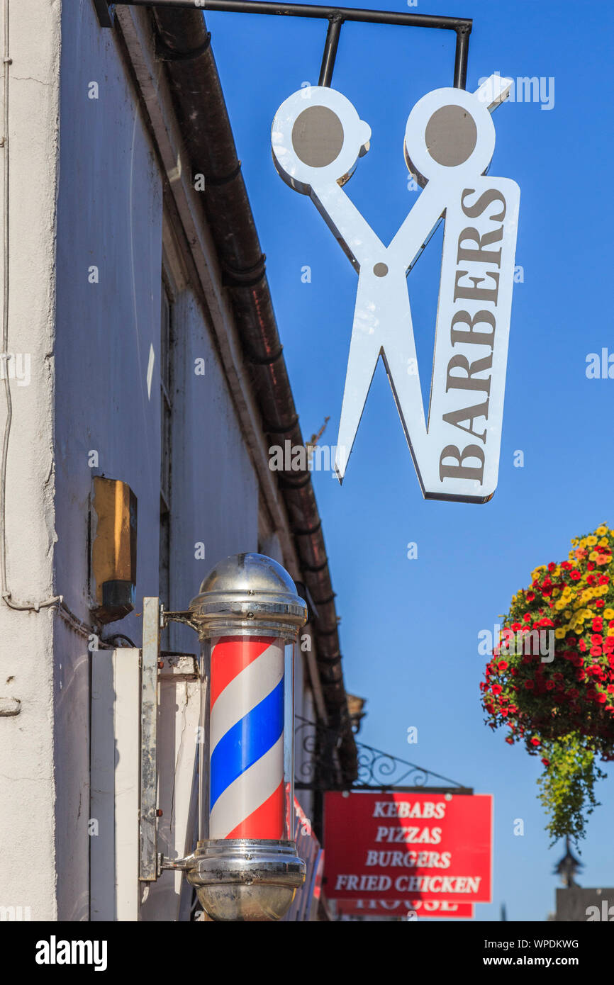 barbers scissors signage, Ely Cathedral and town centre cambridgeshire ...
