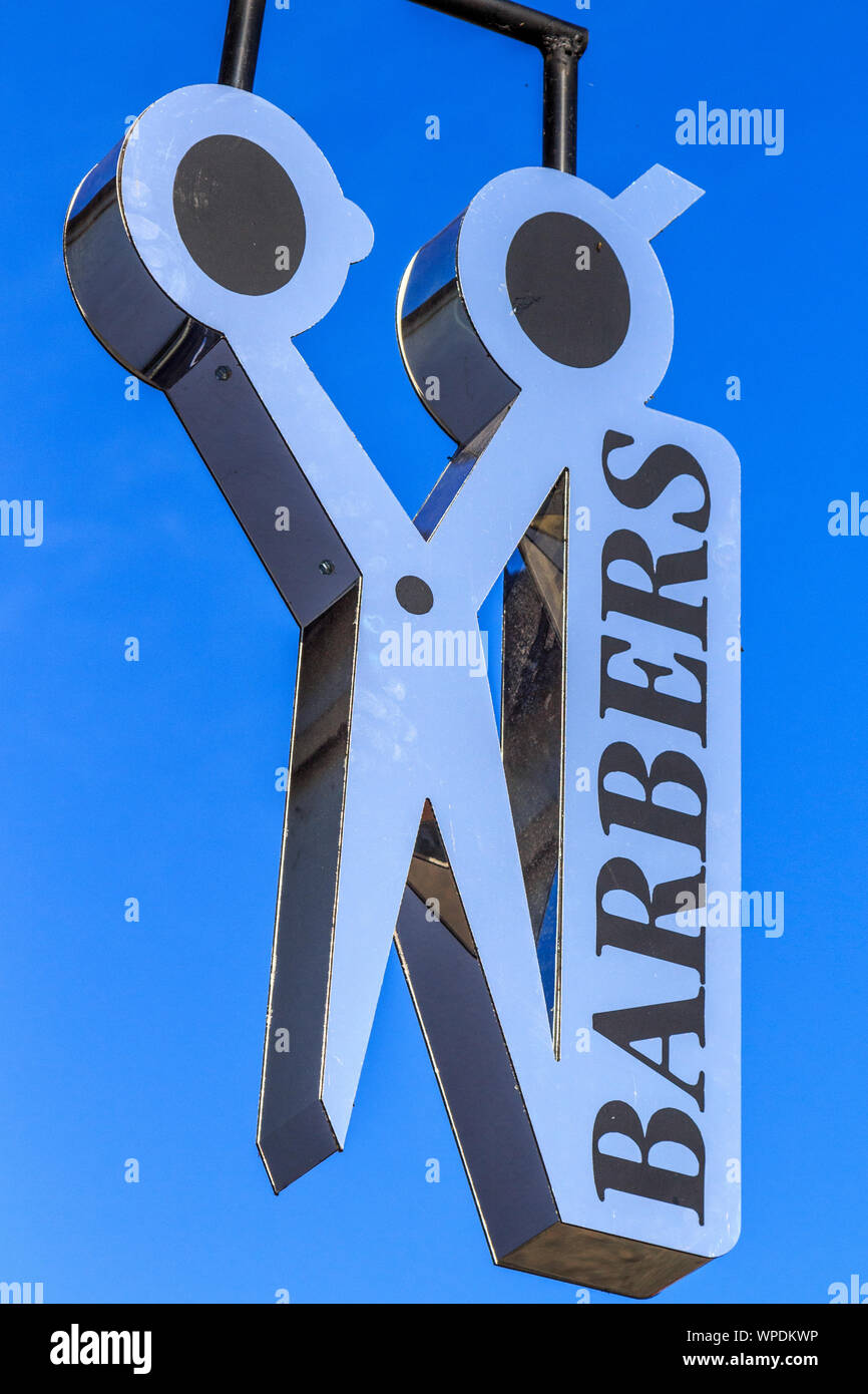 barbers scissors signage, Ely Cathedral and town centre cambridgeshire ...