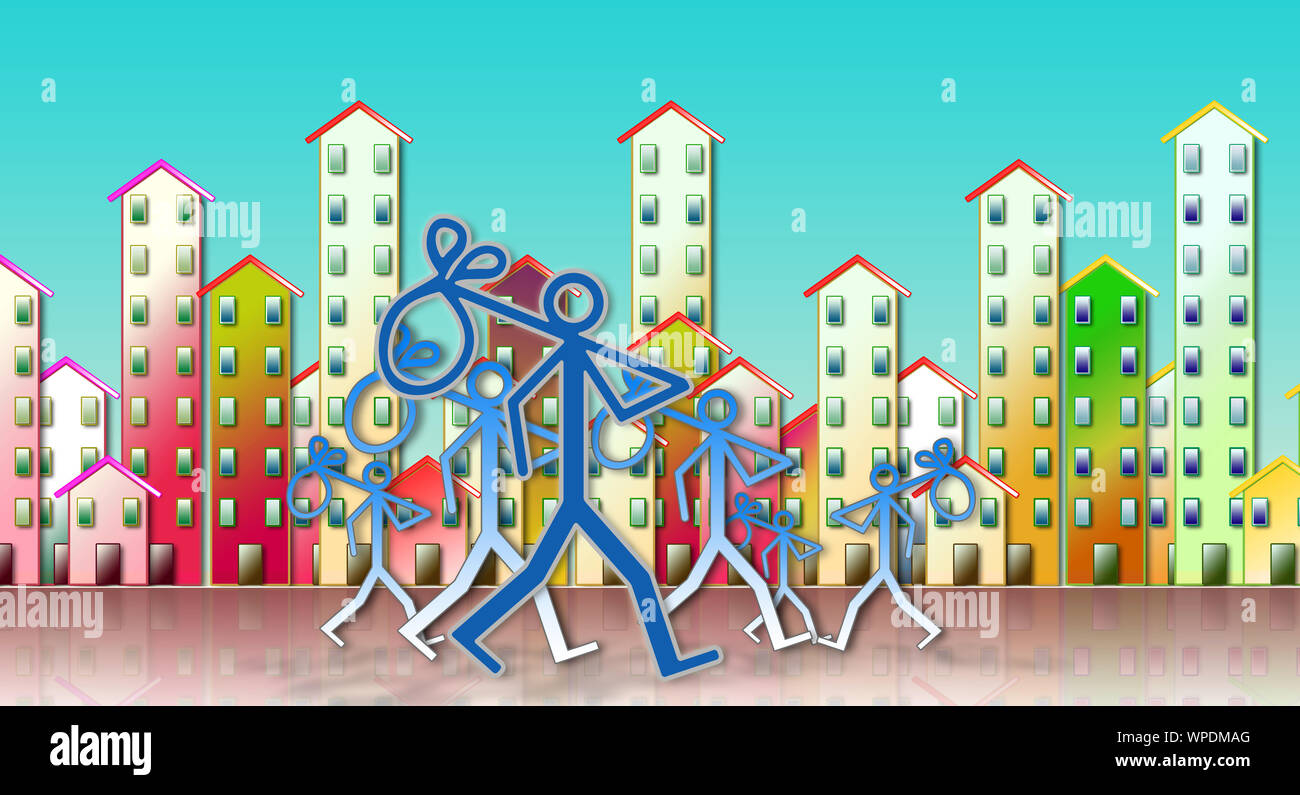 Unemployment: out of work job search - concept image on city background ...
