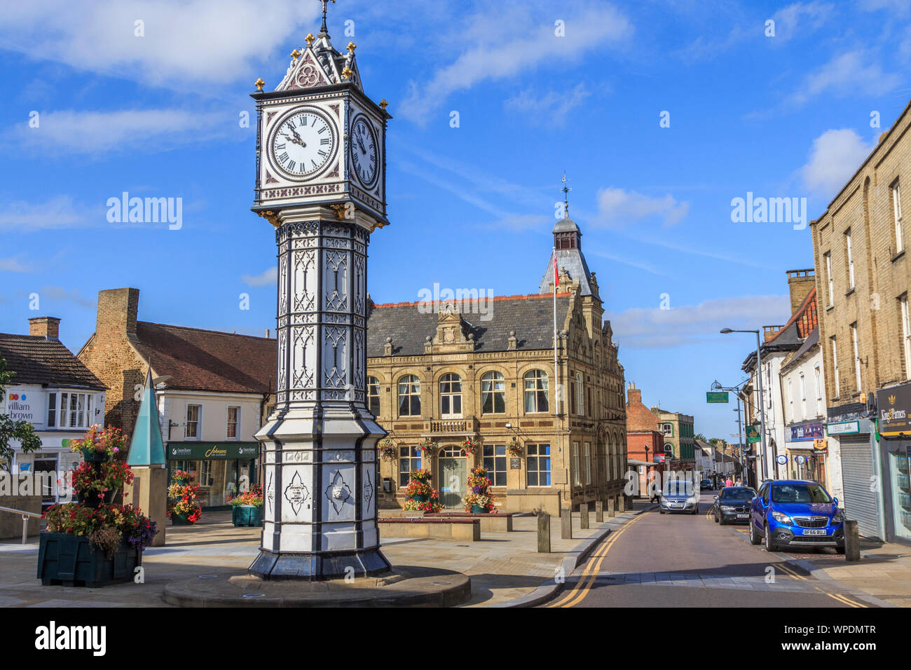 downham market town centre,ornate village clock, norfolk, england, uk ...