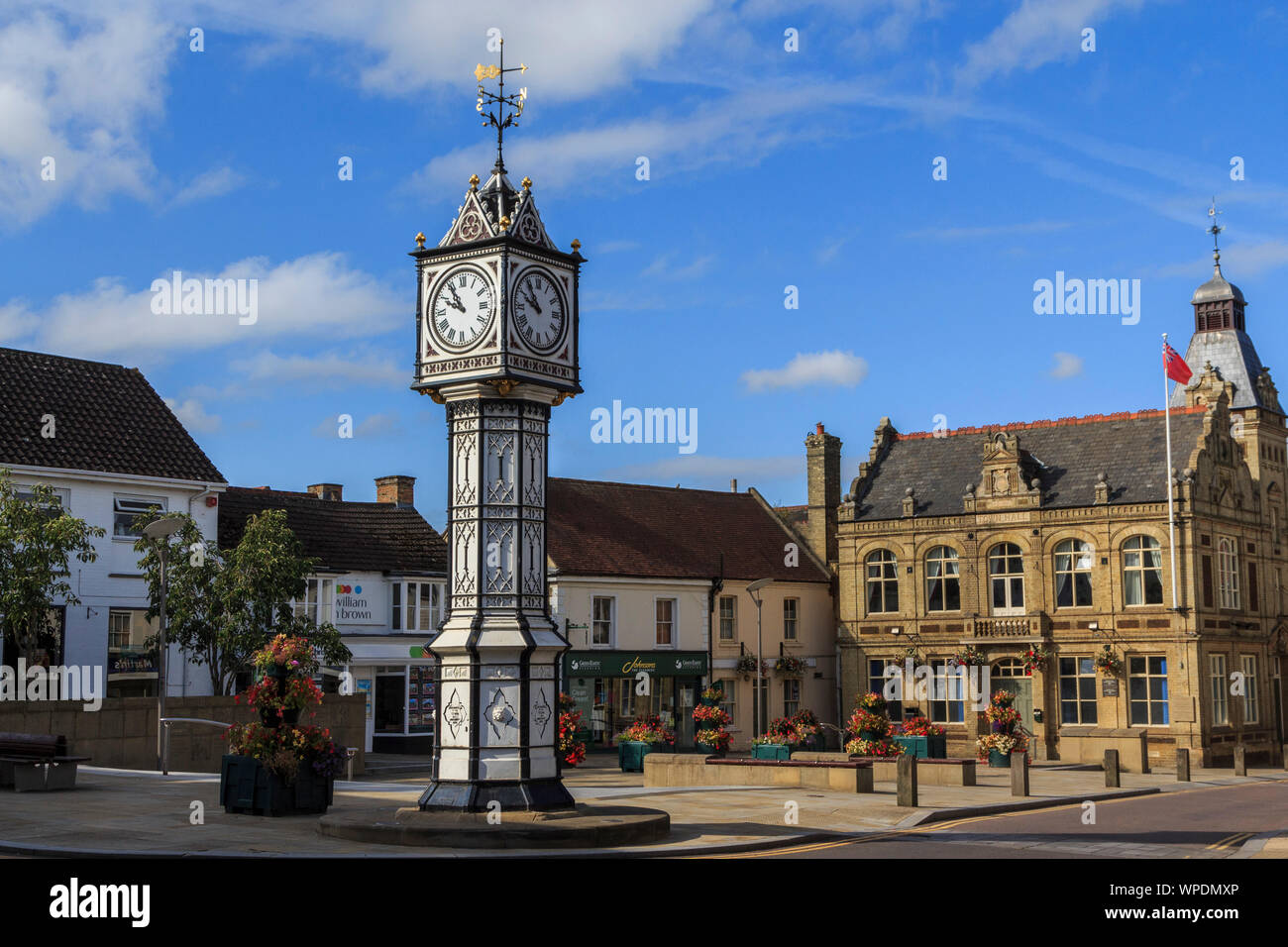 downham market town centre,ornate village clock, norfolk, england, uk ...