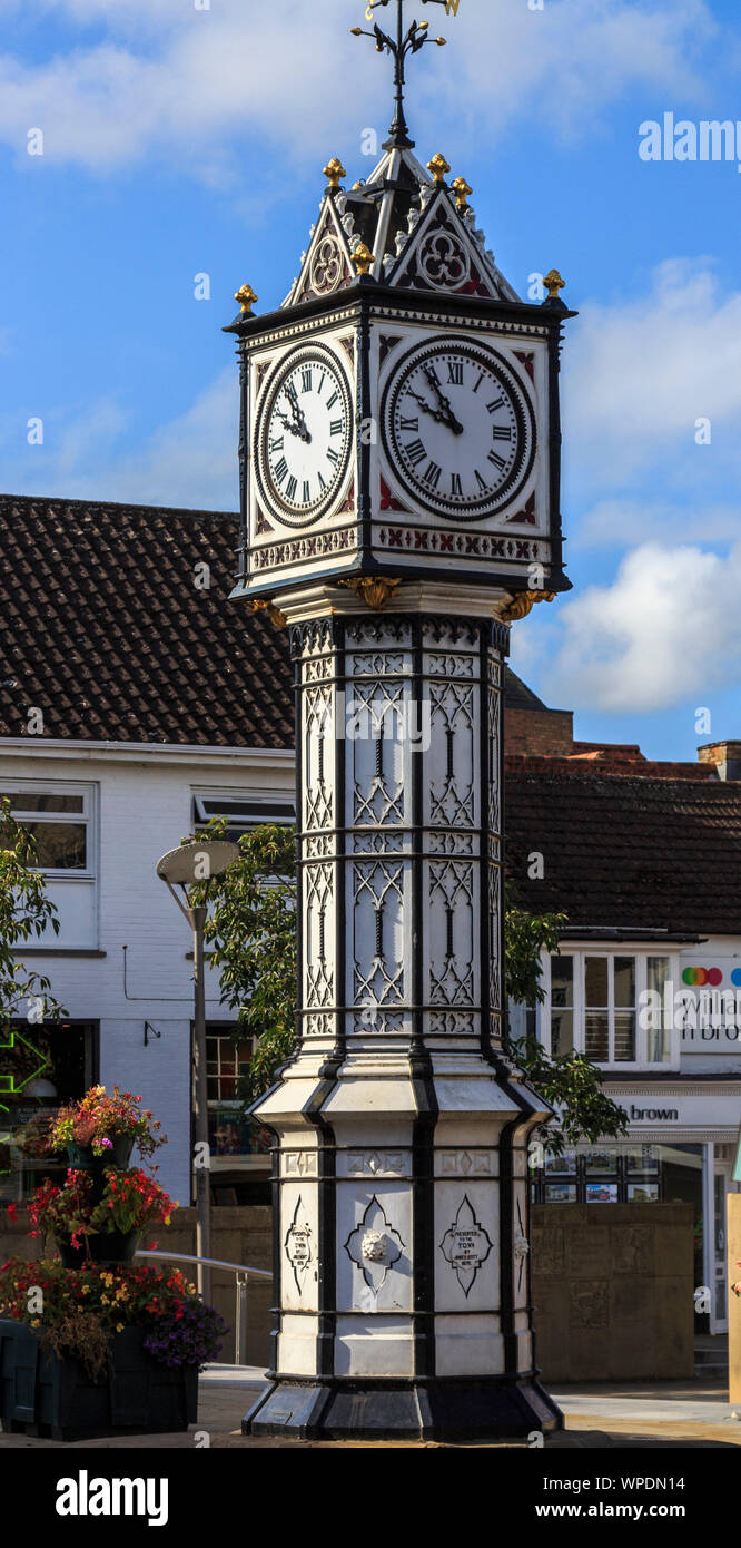 downham market town centre,ornate village clock, norfolk, england, uk ...