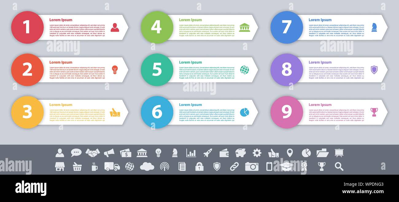 Infographic design business concept vector illustration with 9 steps or ...