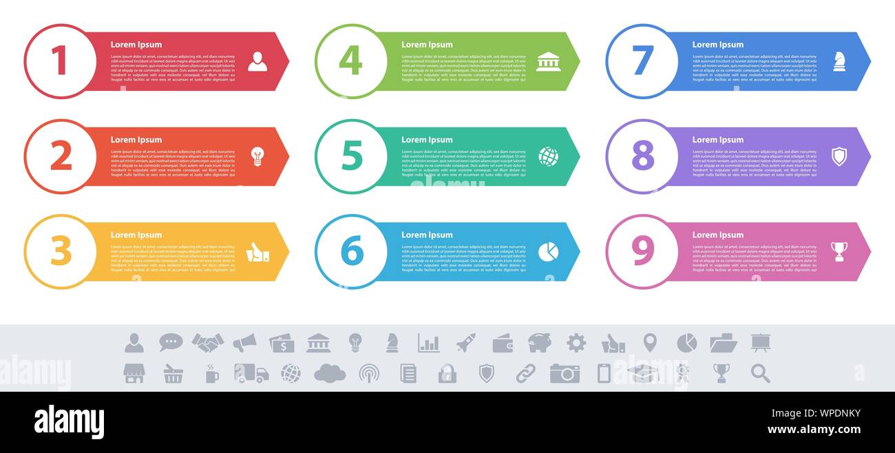 Infographic design business concept vector illustration with 9 steps or ...