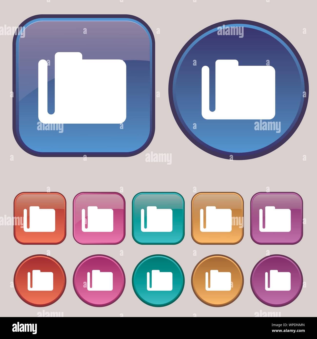 Document folder icon sign. A set of twelve vintage buttons for your ...