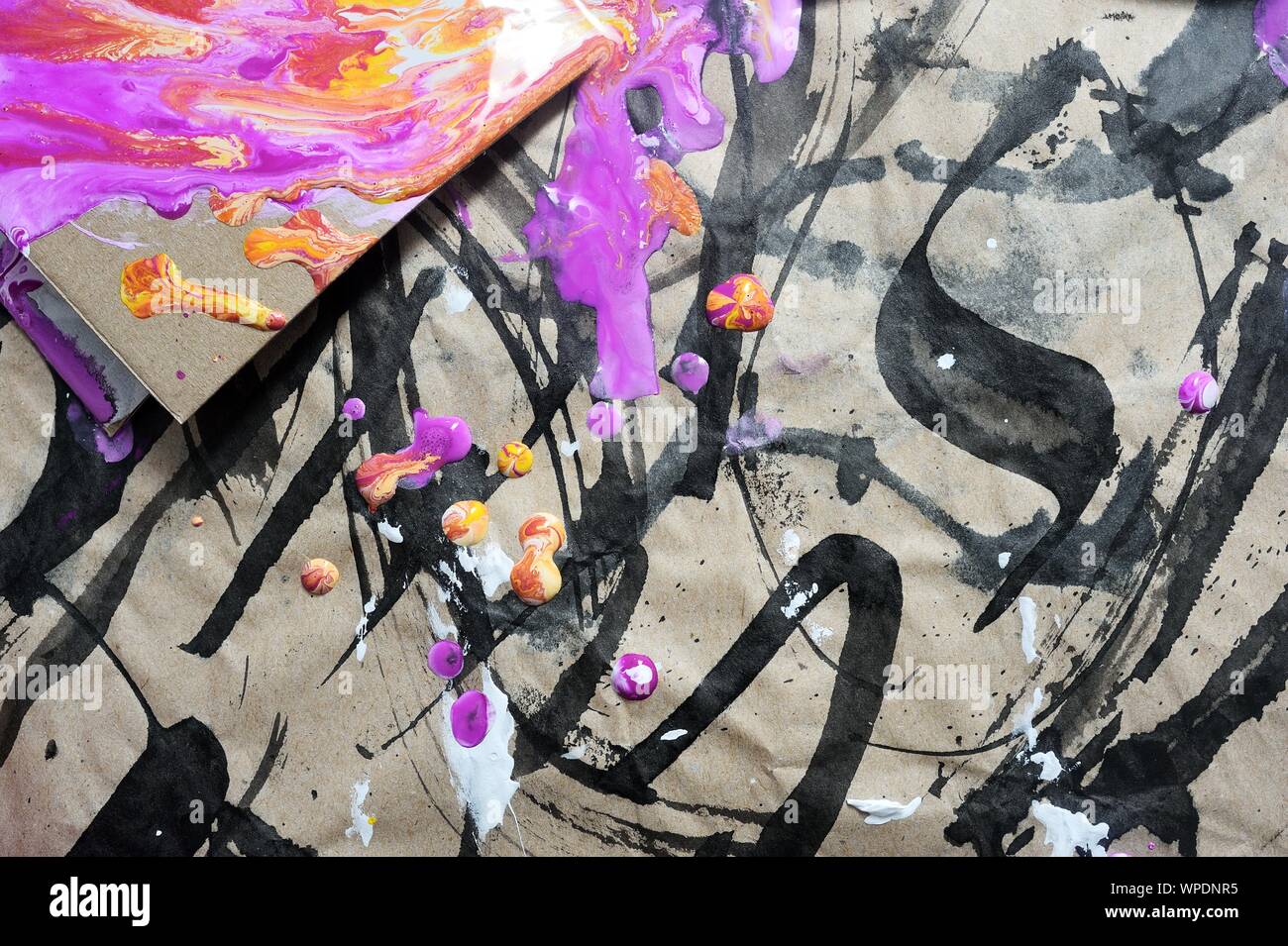 Abstract color liquid acrylic background. Hand drawing art. self made ...