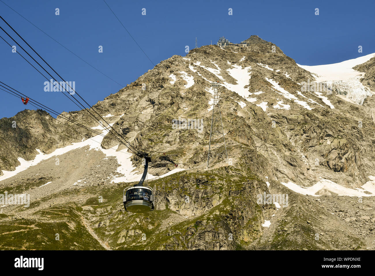 A cabin of the Skyway Monte Bianco cableway bringing tourists to Pointe ...