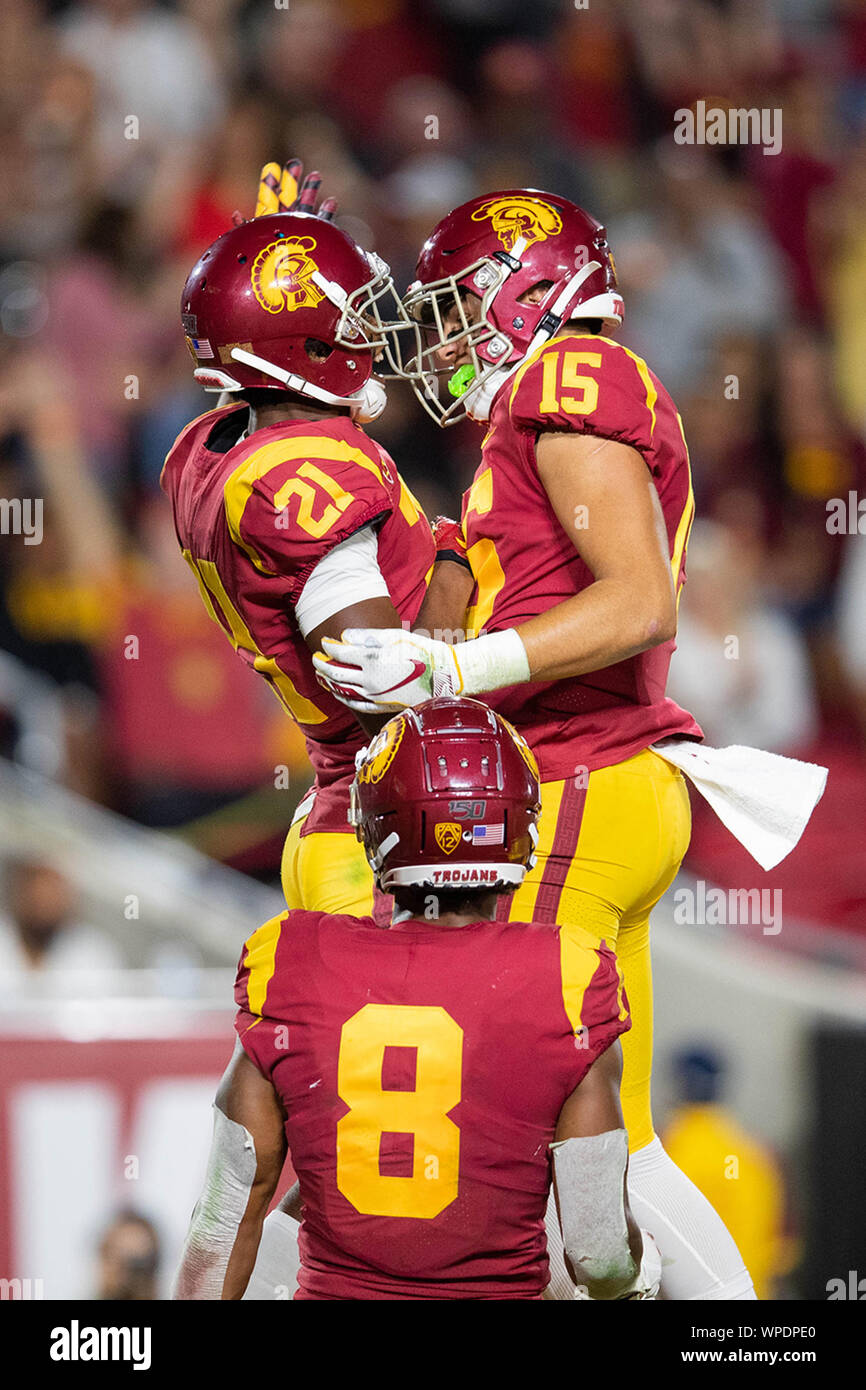 Los Angeles, CA. 7th Sep, 2019. USC wide receiver (21) Tyler Vaughns ...