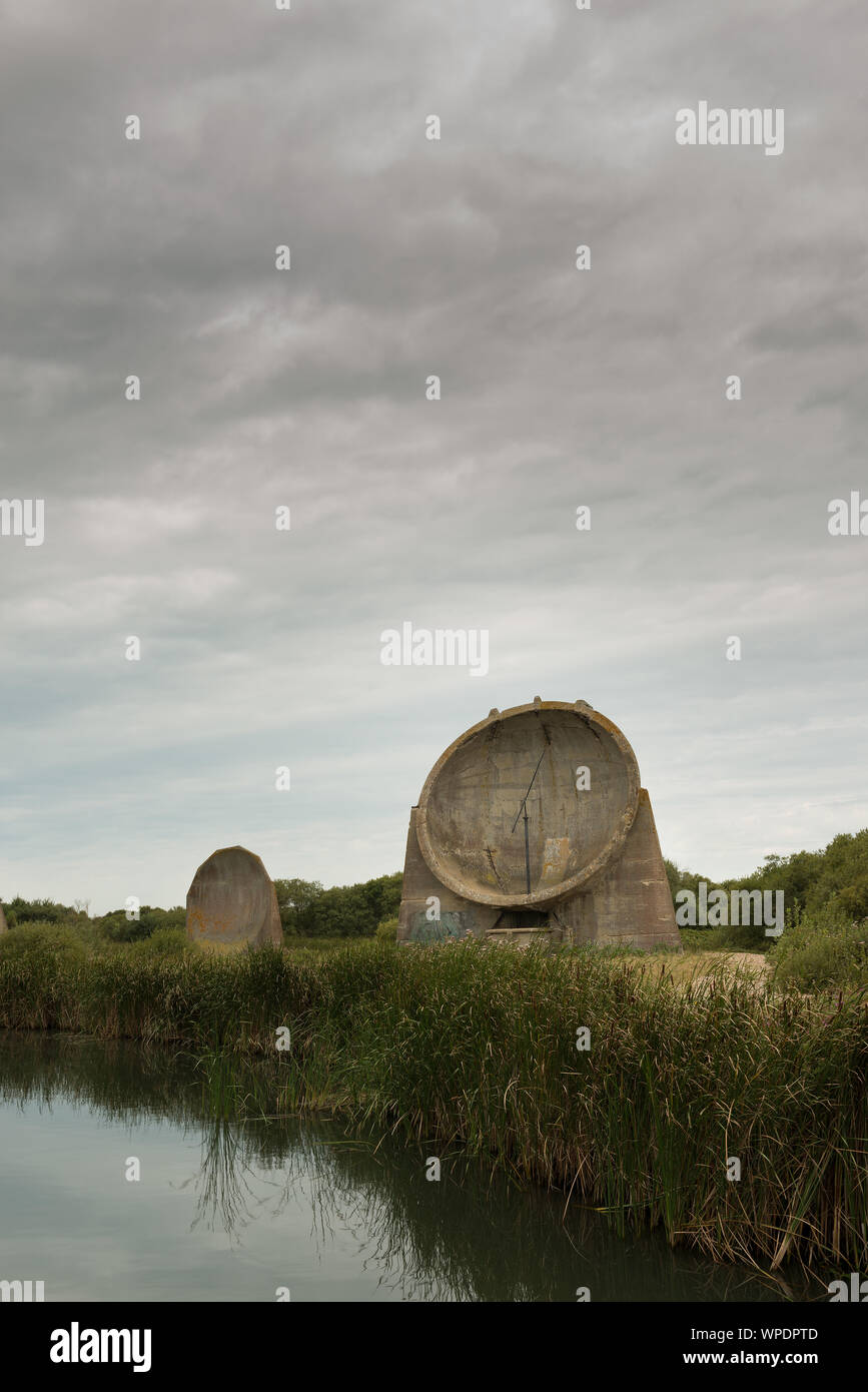 Experimental acoustic sound mirrors 20' 30' 200' forerunner of radar ...