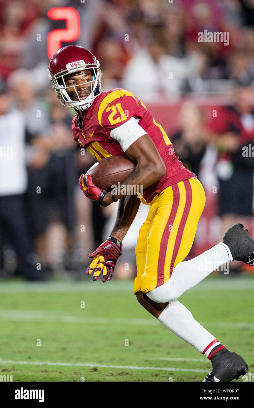 Los Angeles, CA. 7th Sep, 2019. USC wide receiver (21) Tyler Vaughns ...