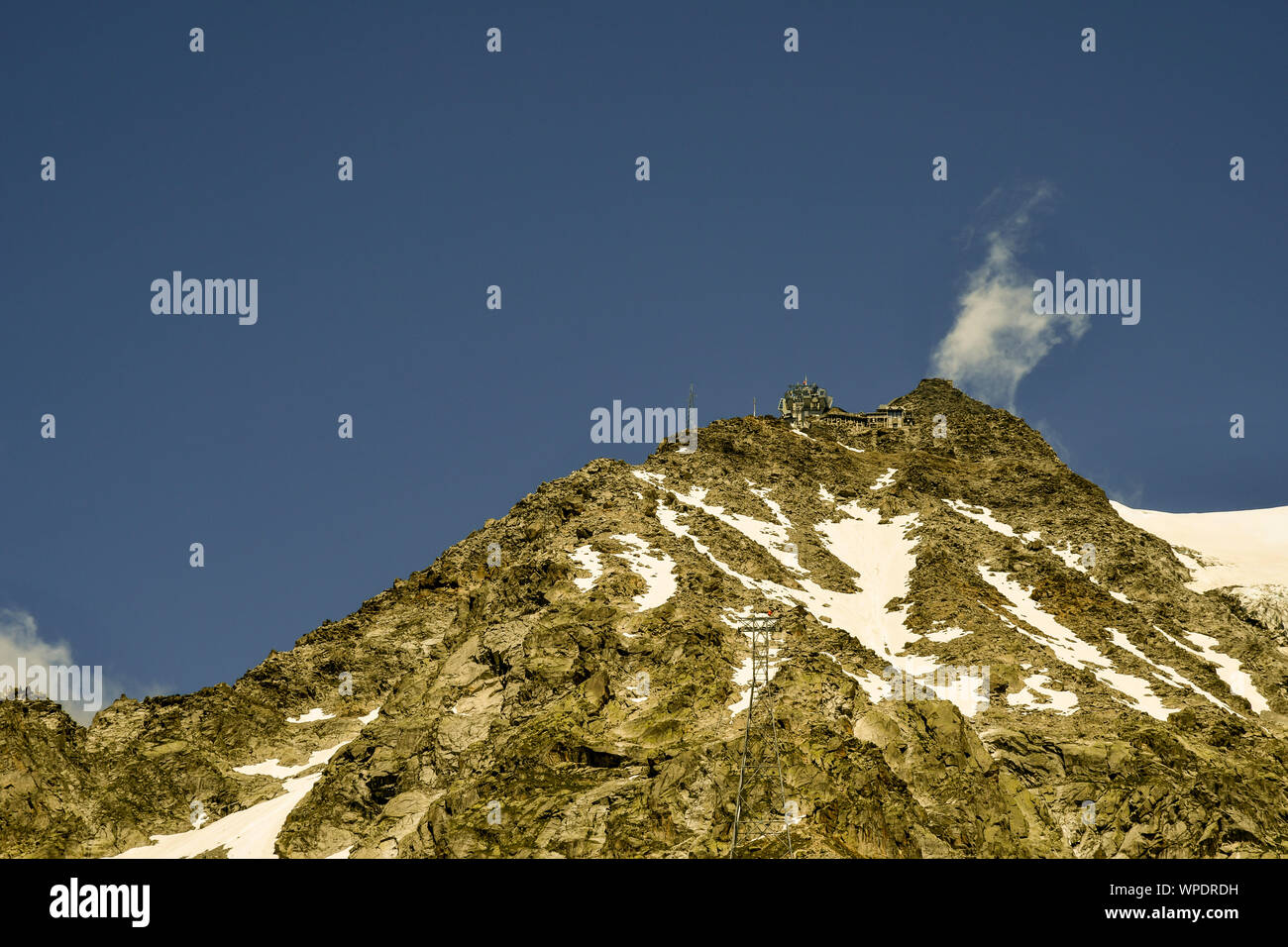 View of Pointe Helbronner peak (3462 m) in the Mont Blanc massif with ...