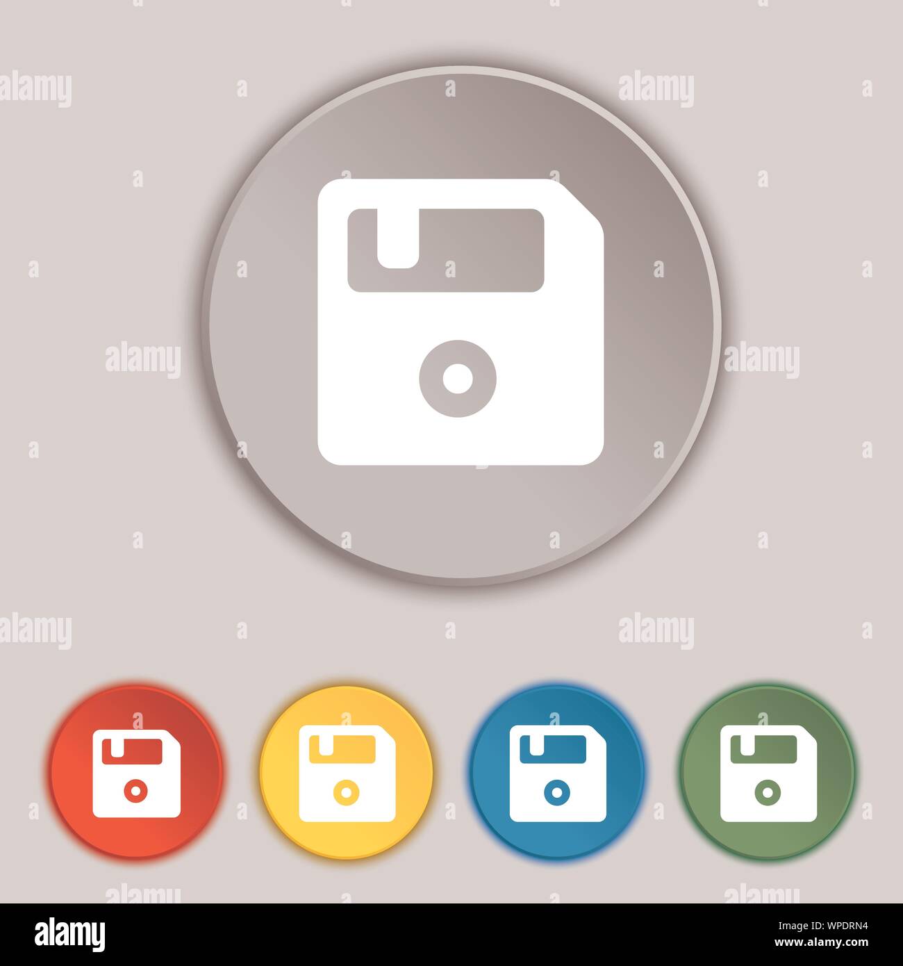 floppy icon sign. Symbol on five flat buttons. Vector Stock Vector ...