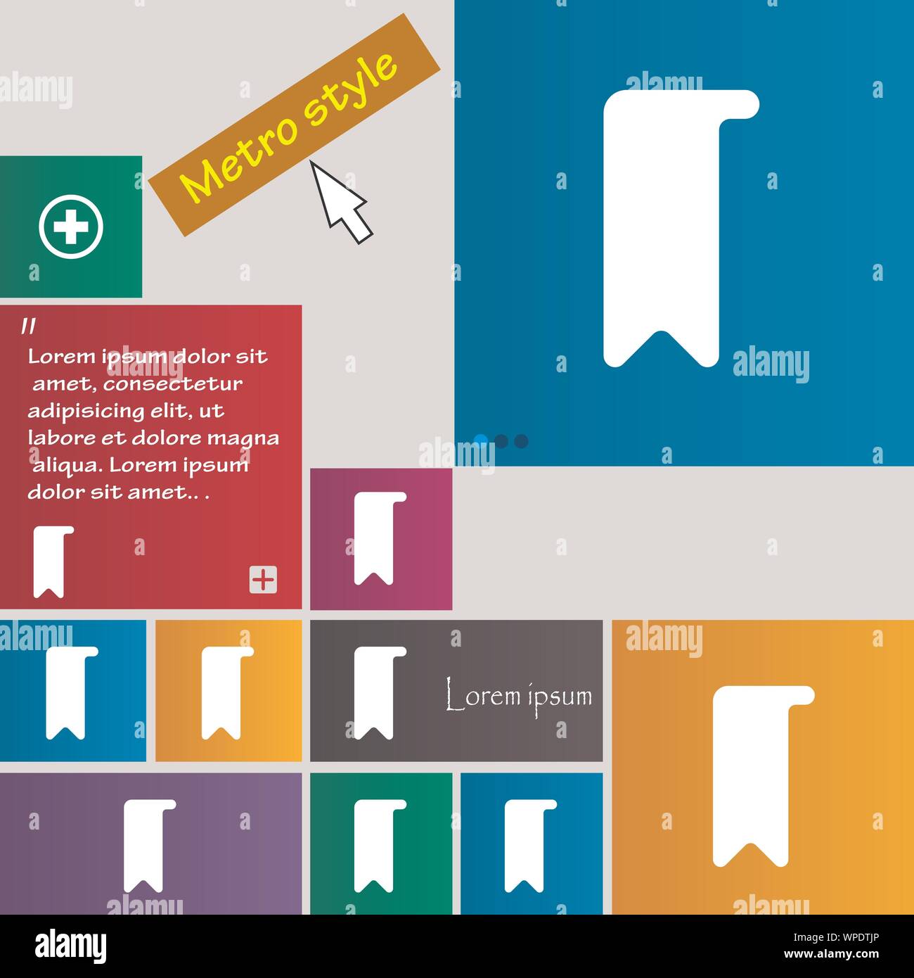 bookmark icon sign. Metro style buttons. Modern interface website buttons with cursor pointer ...