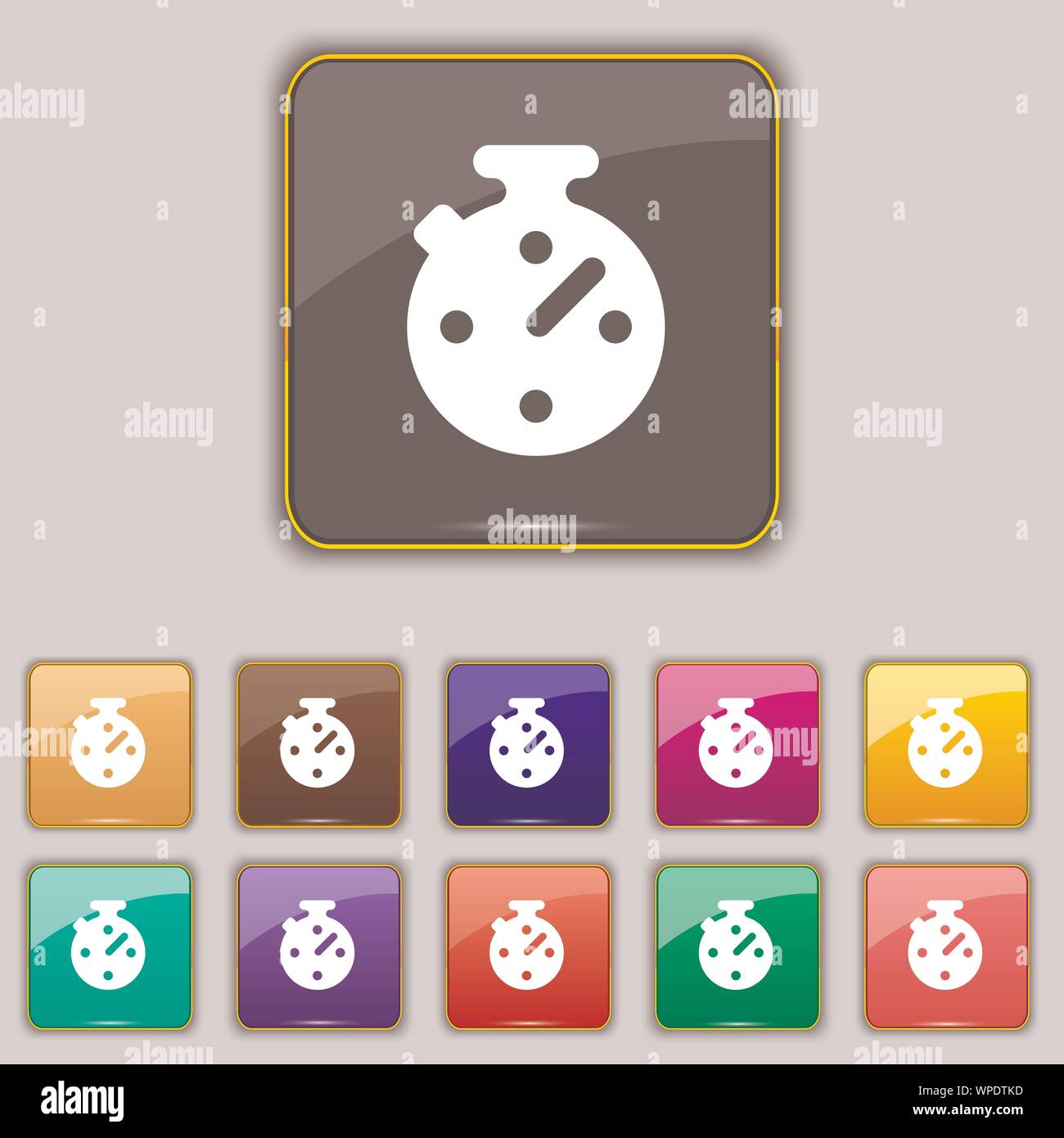 Timer, stopwatch icon sign. Set with eleven colored buttons for your ...