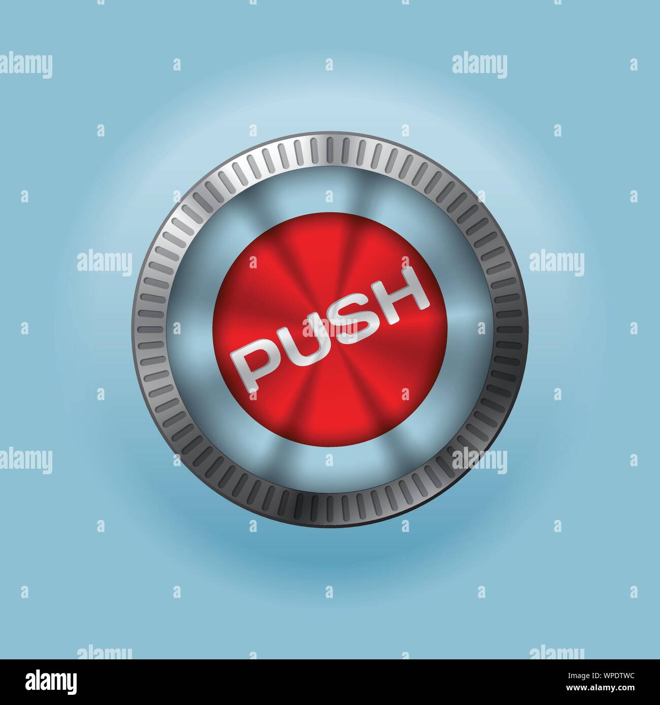 Shiny metallic button with push text Stock Vector Image & Art - Alamy
