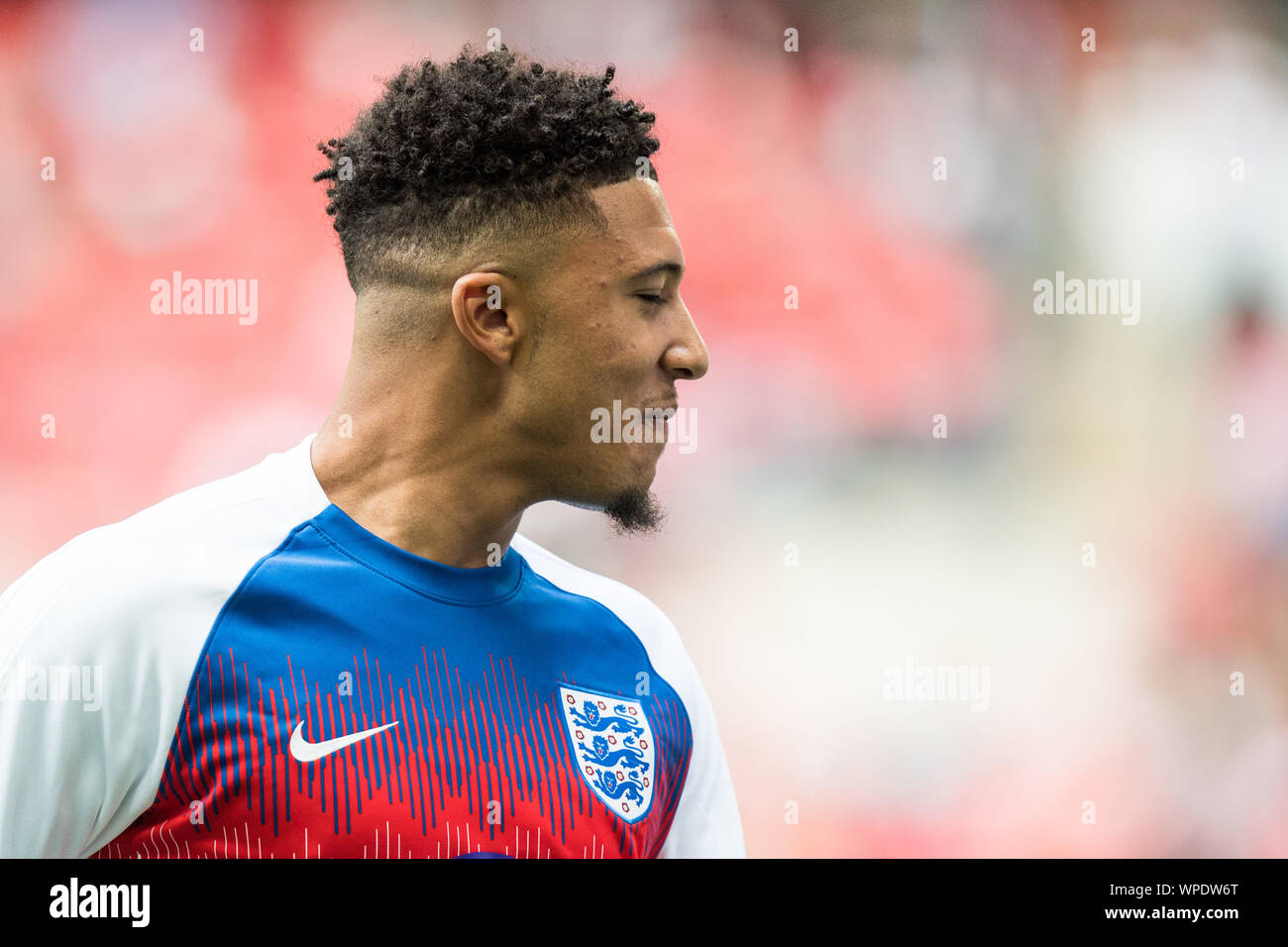 LONDON, ENGLAND - SEPTEMBER 07: Jadon Sancho of England looks on during ...