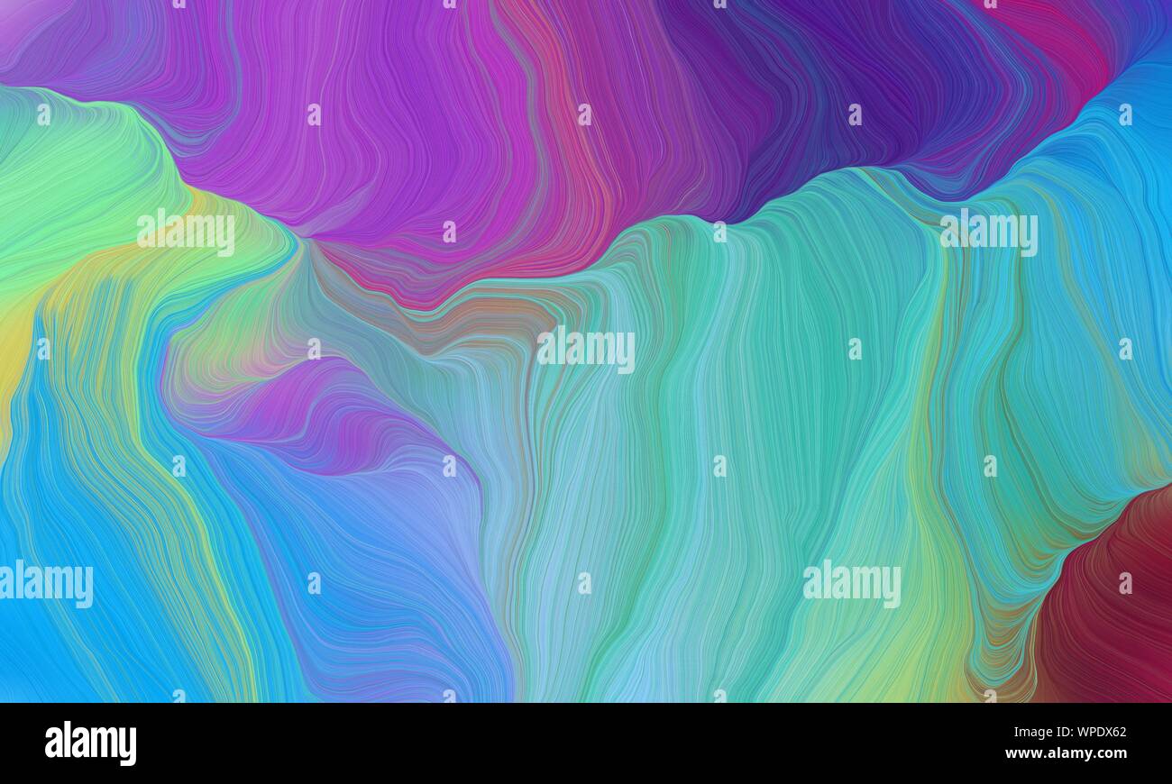 curved contemporary lines waves with cadet blue, medium aqua marine and ...
