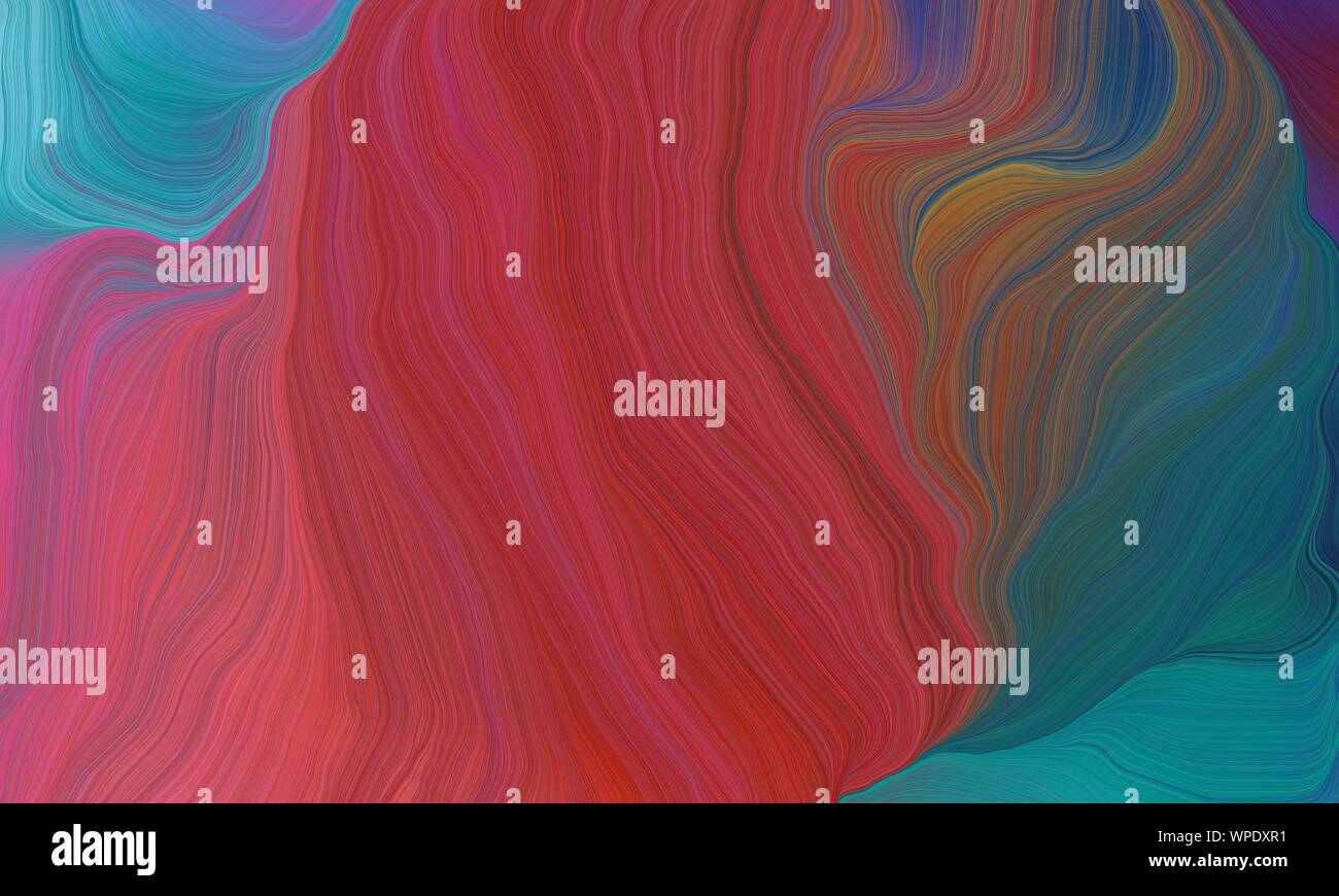 curved contemporary lines waves with dark moderate pink, teal blue and ...