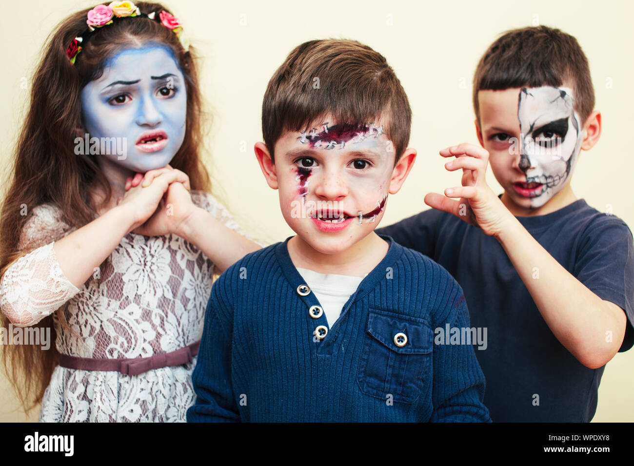 zombie apocalypse kids concept. Birthday party celebration facepaint on ...