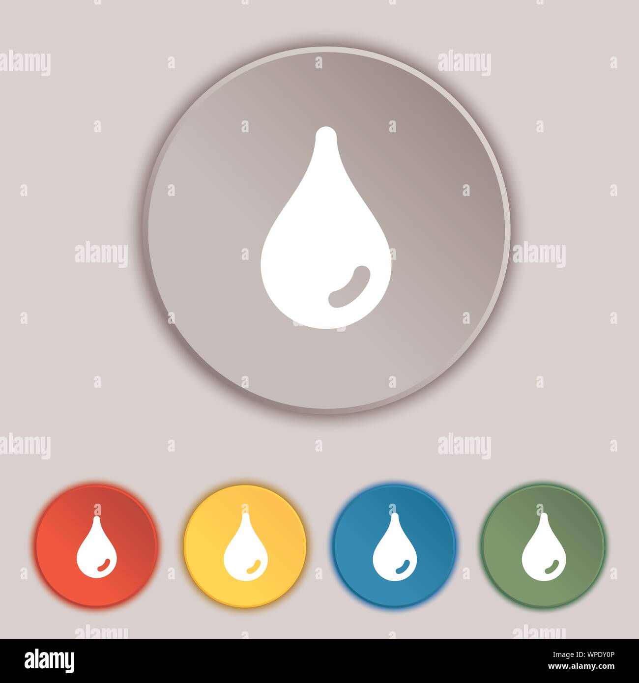 Water drop icon sign. Symbol on five flat buttons. Vector Stock Vector ...