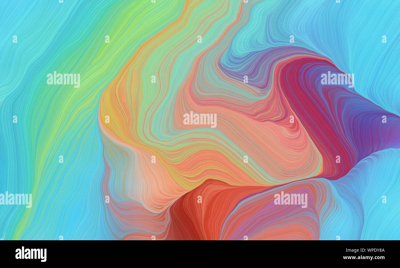 curved lines artwork with medium aqua marine, medium turquoise and dark ...