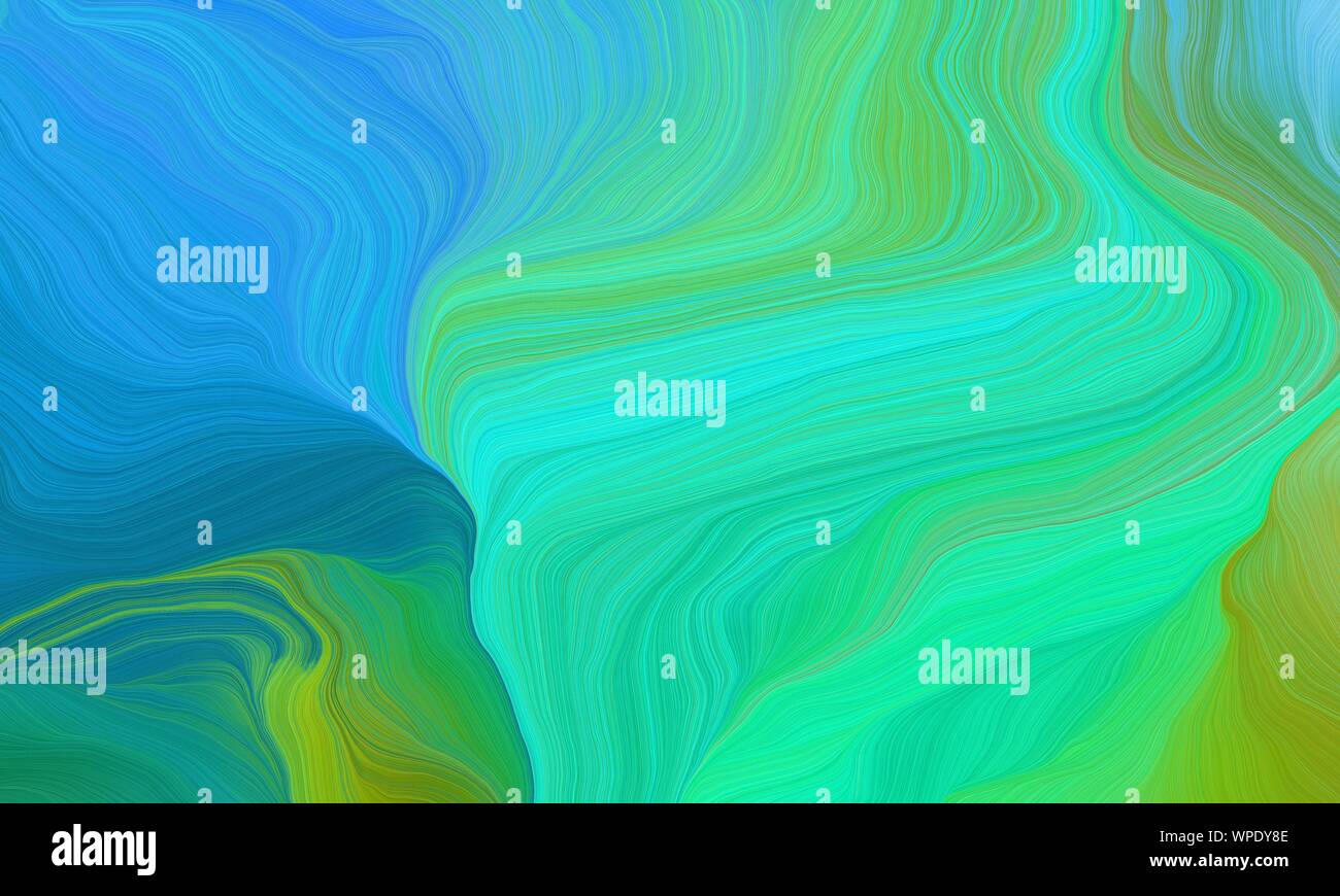 light sea green, moderate green and dodger blue colored and curved ...