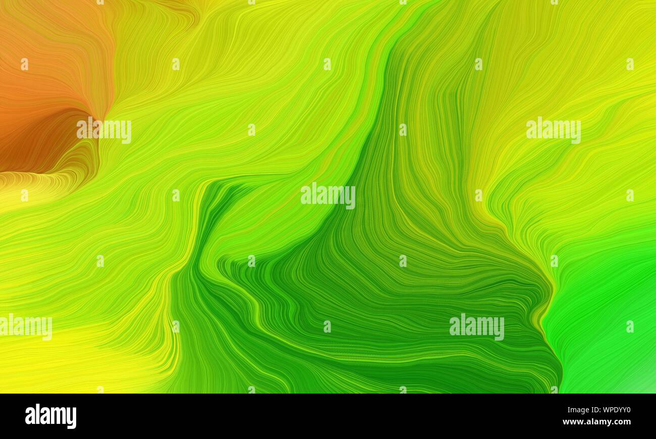 curved lines waves with yellow green, forest green and moderate green ...