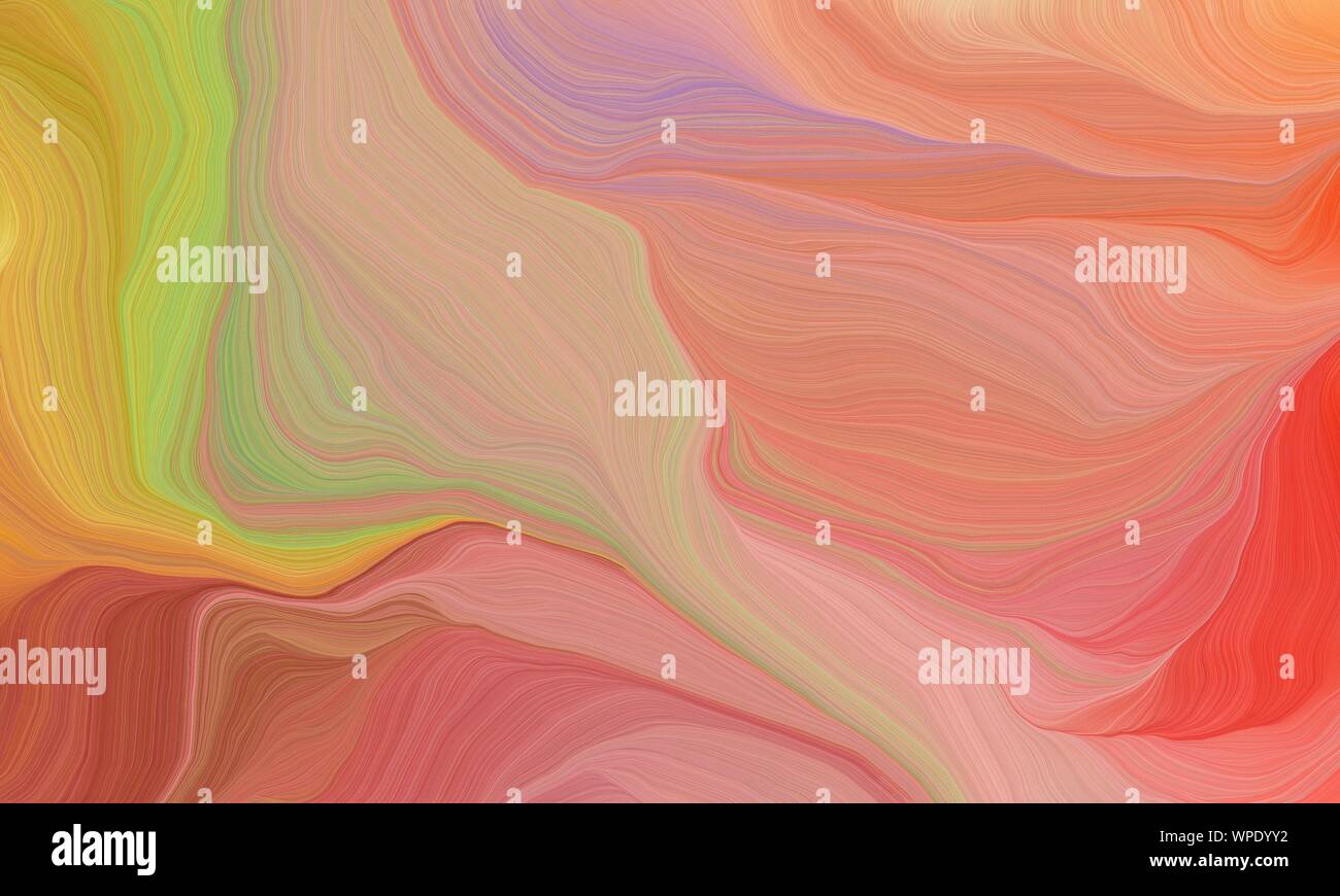 curved lines artwork with dark salmon, coffee and moderate red colors ...