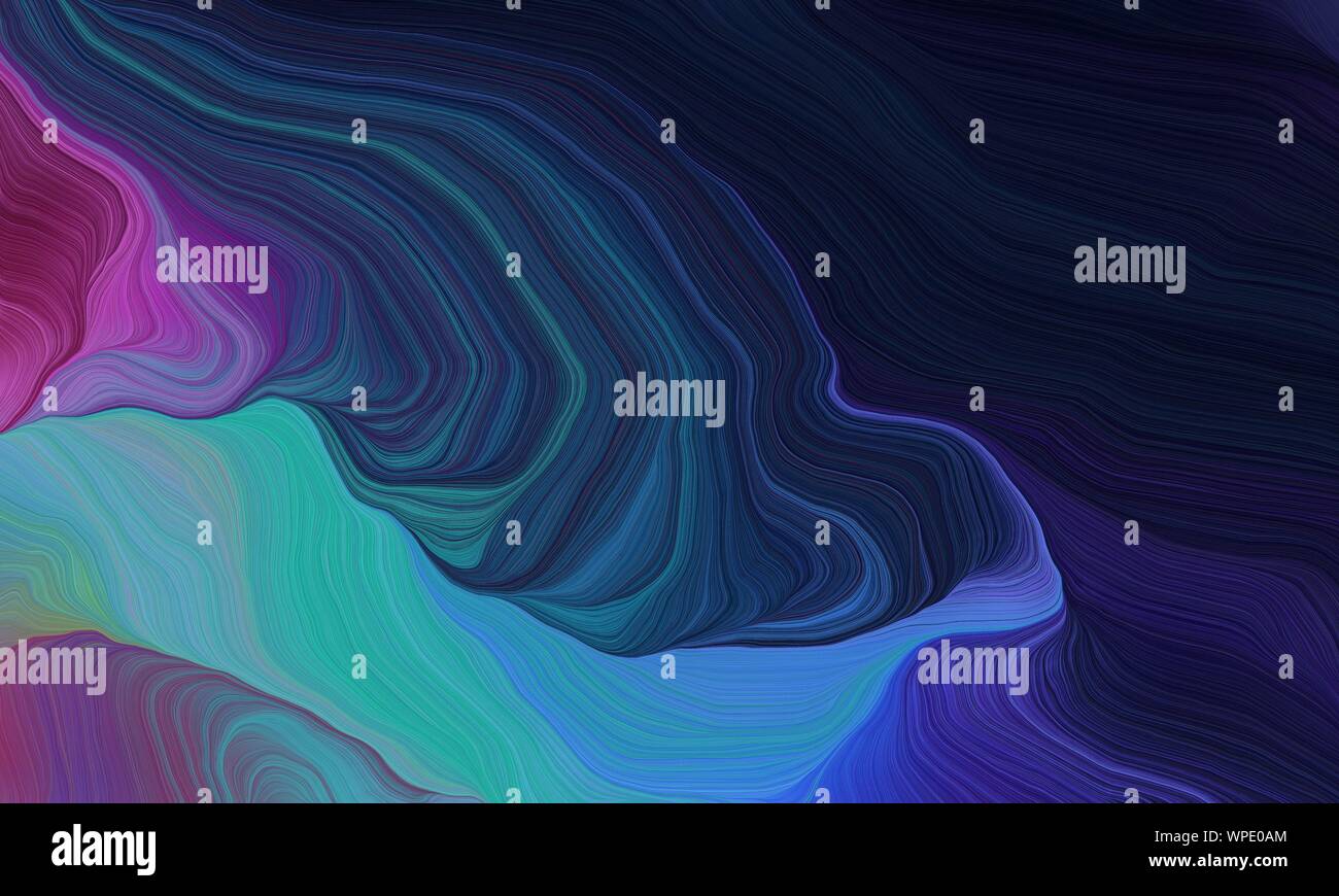 curved lines artwork with very dark blue, steel blue and blue chill ...