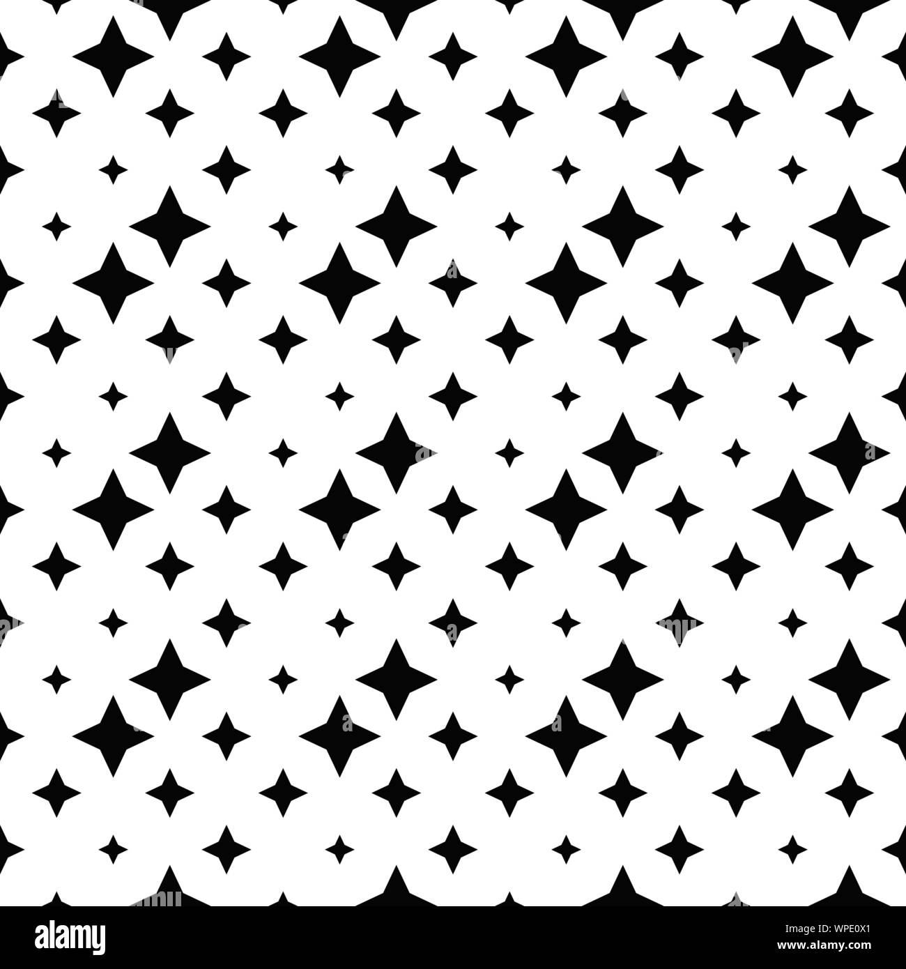 Seamless black and white star pattern background - monochrome abstract ...