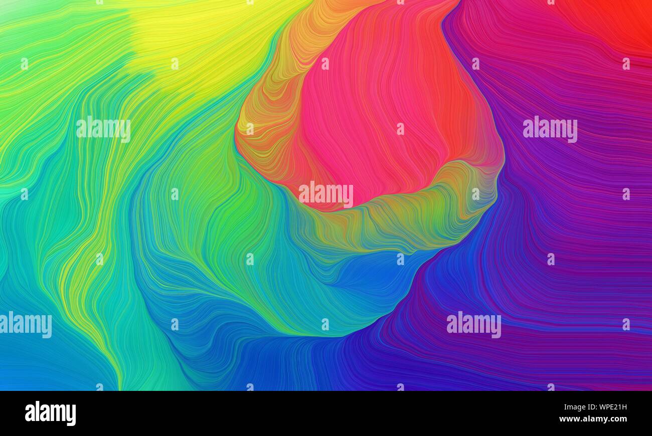 curved contemporary lines waves with light sea green, indigo and ...