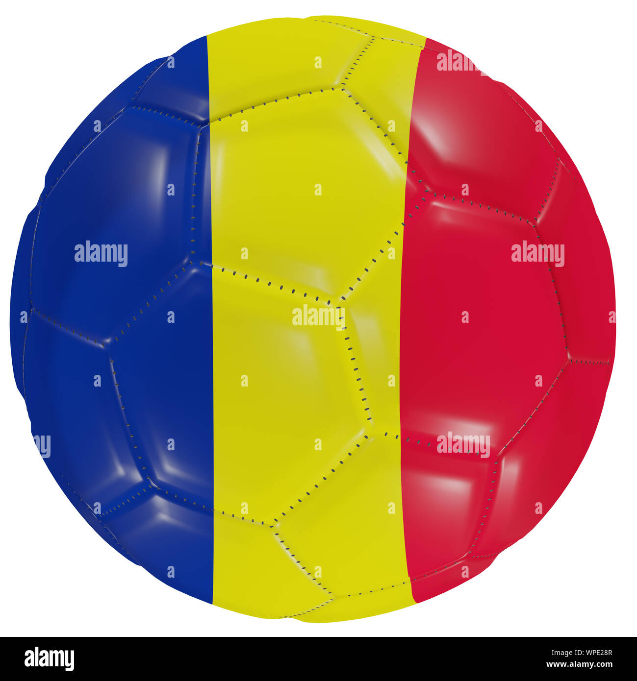 3d rendering of a Chad flag on a soccer ball. Isolated in white ...