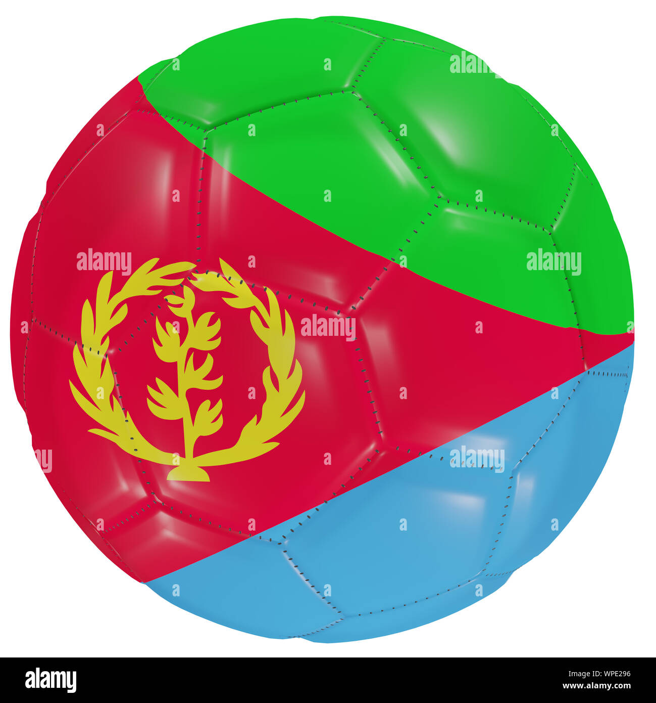 3d rendering of an Eritrea flag on a soccer ball. Isolated in white ...