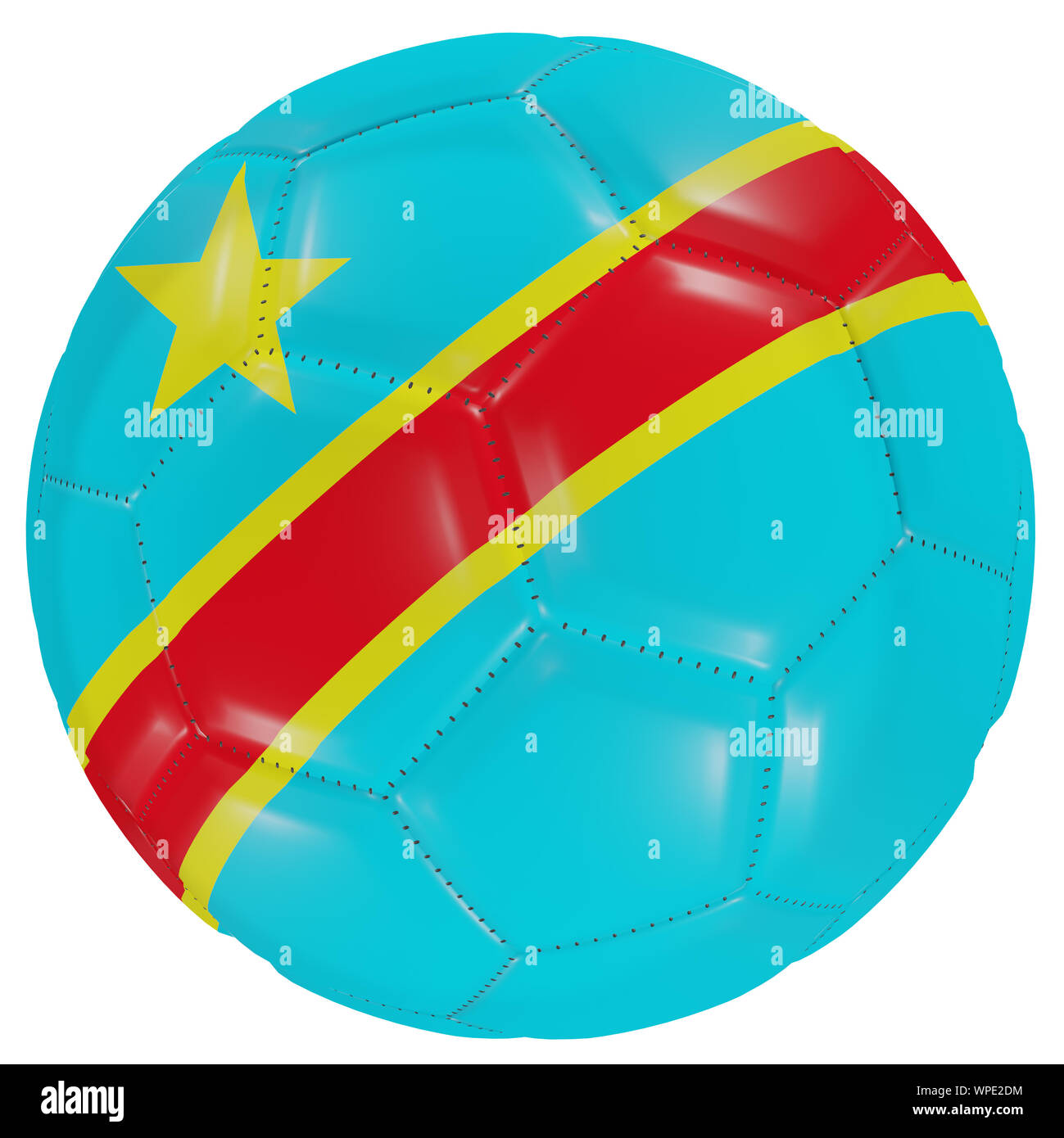 3d rendering of a Democratic Republic of Congo flag on a soccer ball ...