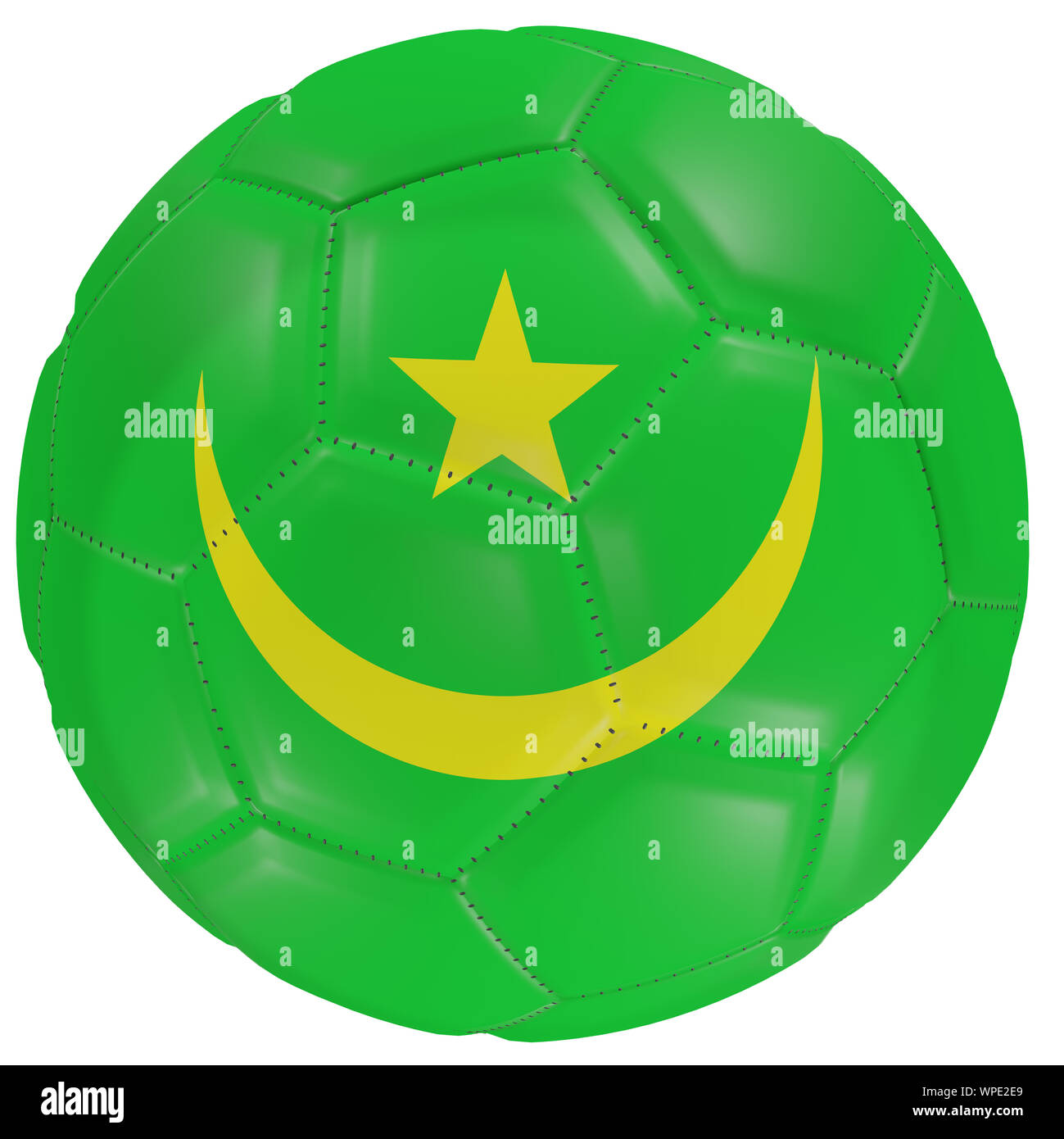 3d rendering of a Mauritania flag on a soccer ball. Isolated in white ...