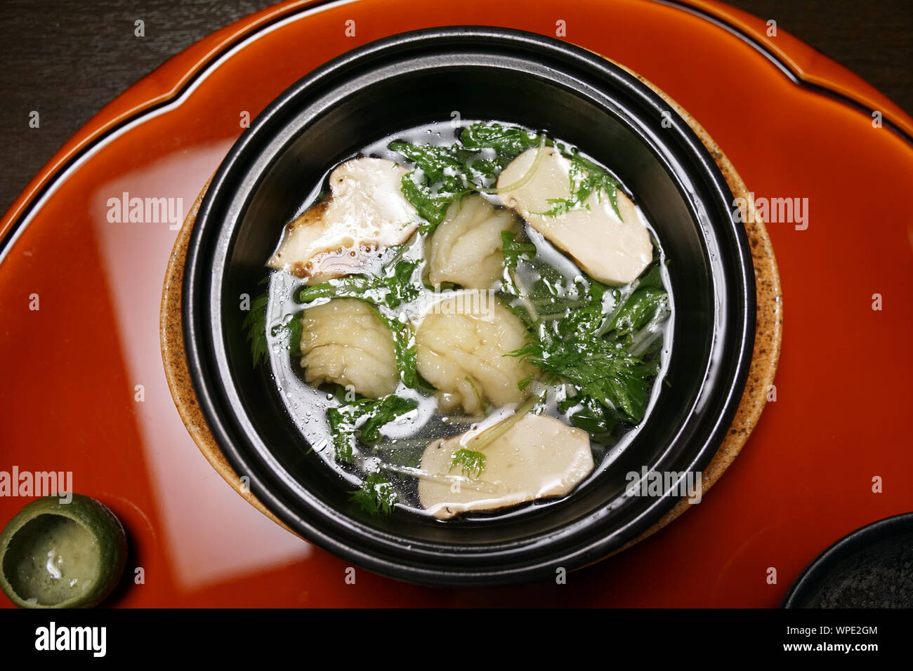 Hamo fish (dagger-tooth pike conger) and matsutake mushroom soup ...