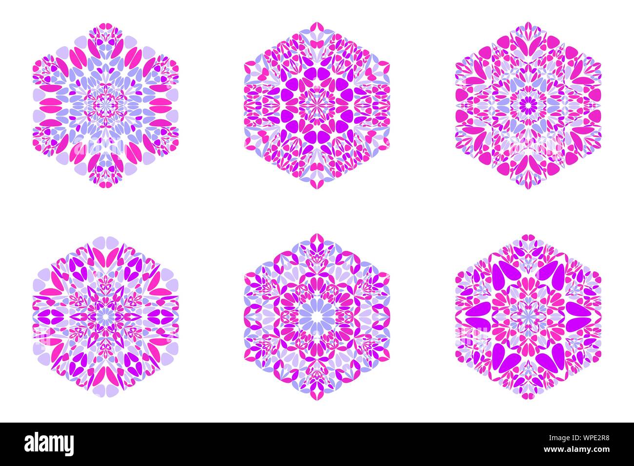 Abstract ornate flower ornament hexagon polygon set - geometrical ...
