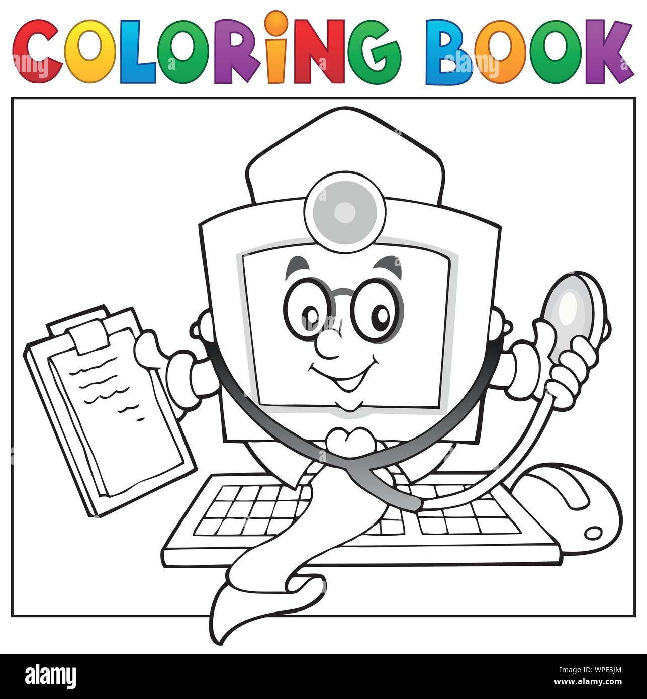 Coloring book computer doctor theme 1 Stock Vector Image & Art - Alamy