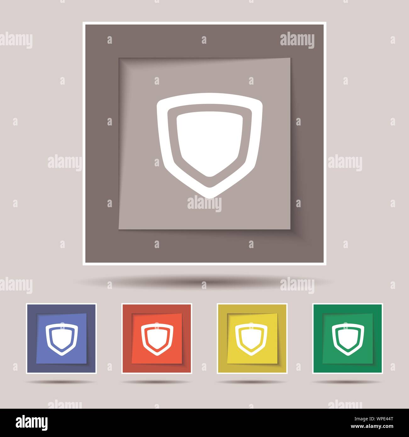 shield icon sign on the original five colored buttons. Vector Stock ...