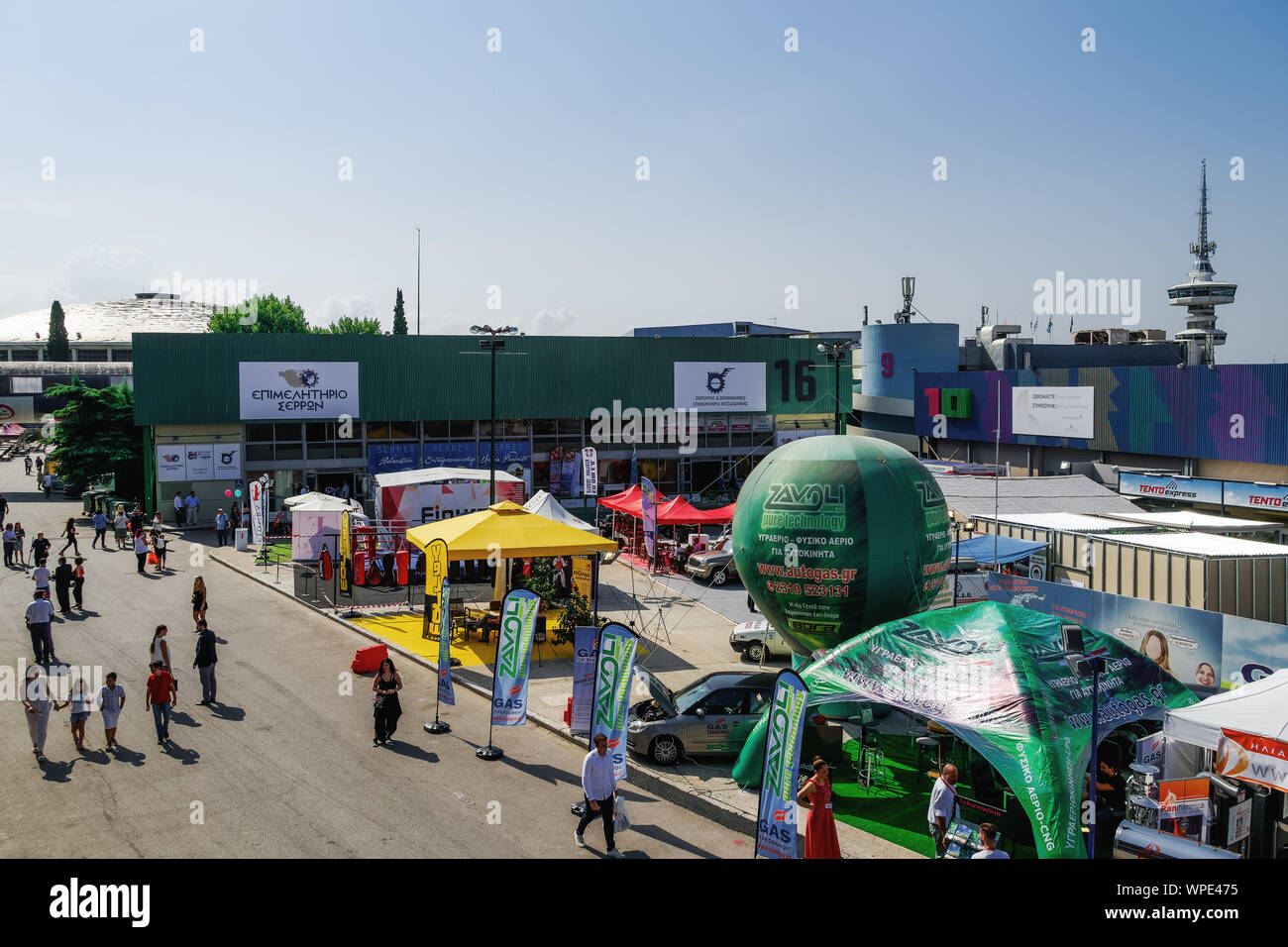 Thessaloniki, Greece 84rth International fair pavilions with crowd ...