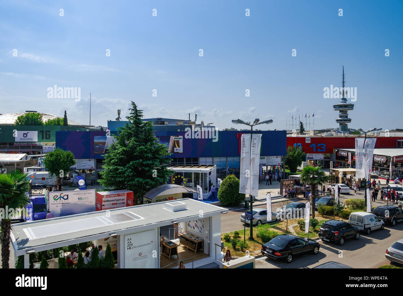 Thessaloniki, Greece 84rth International fair pavilions with crowd ...