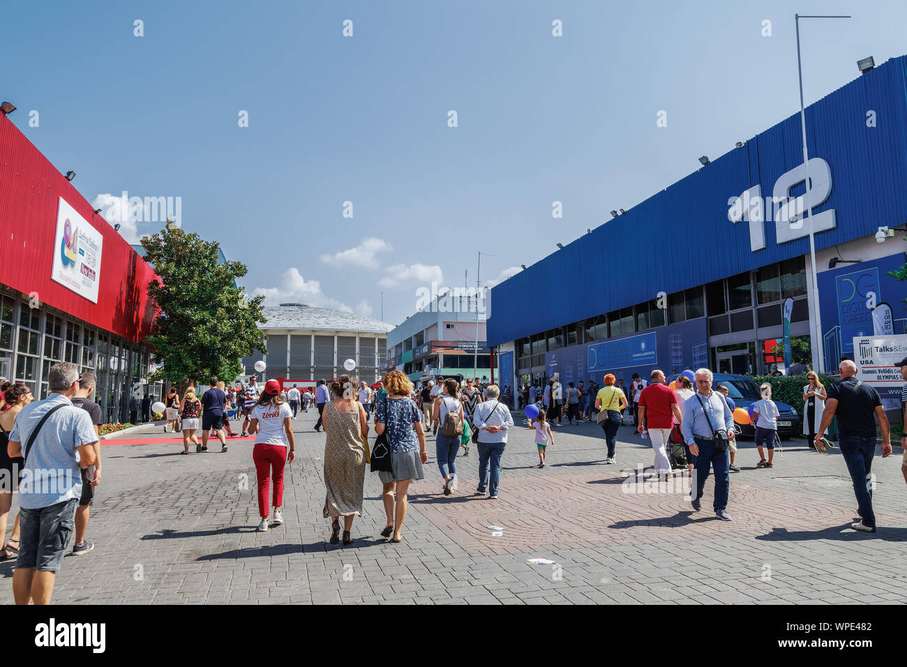 Thessaloniki, Greece 84rth International fair pavilions with crowd ...